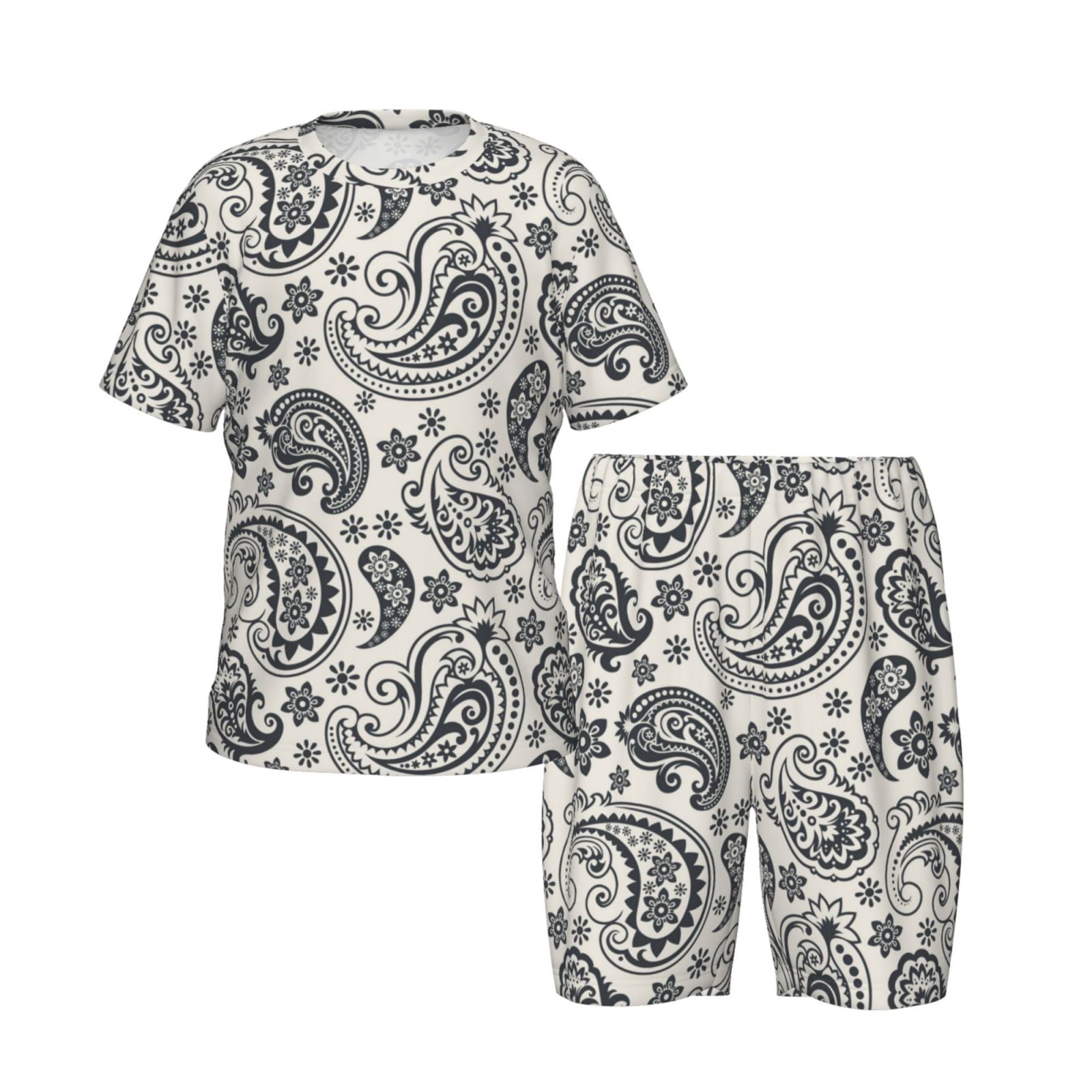 Boys Girls Pajamas Sets for Kids, Black White Floral Paisley Toddler ...