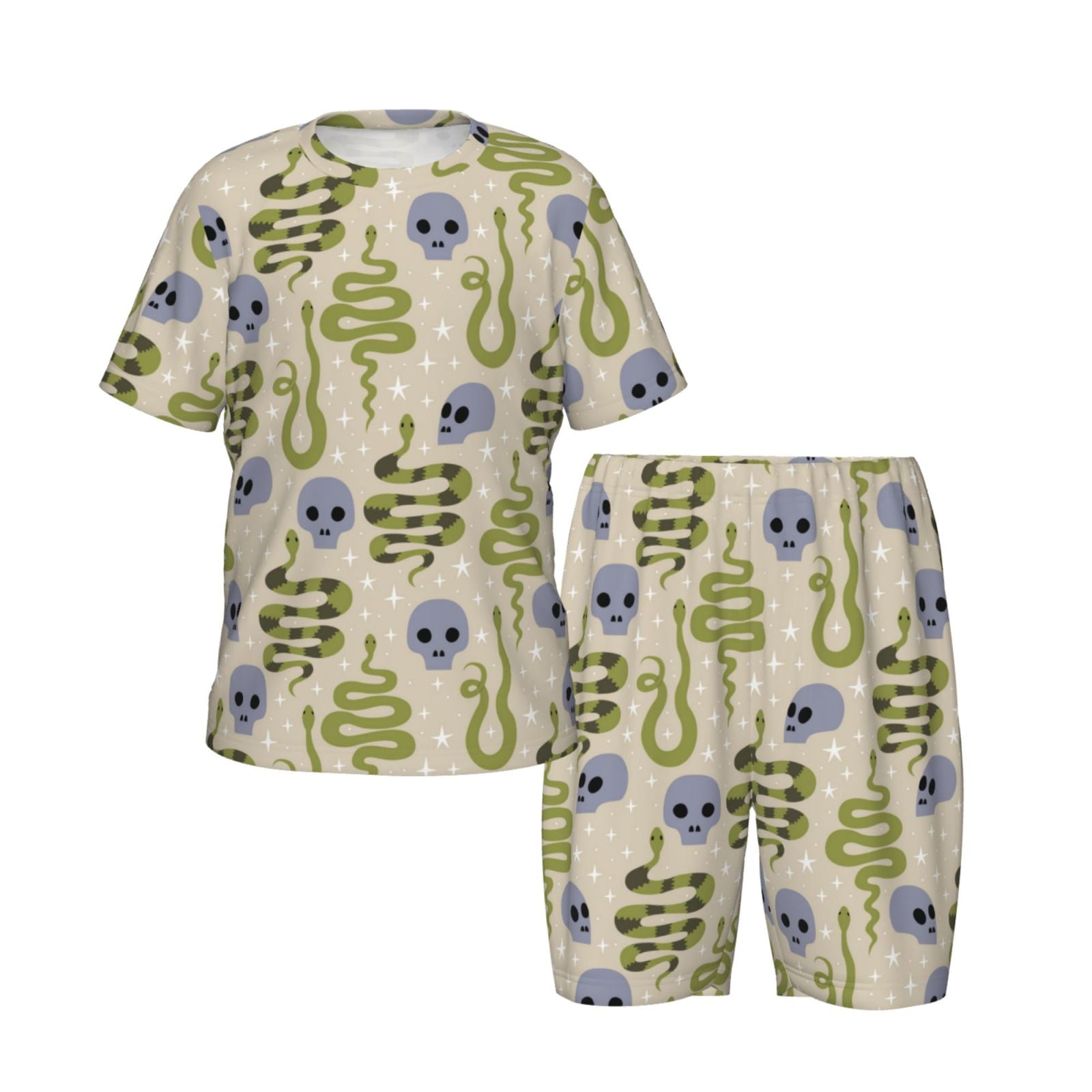 Boys Girls Pajamas Sets for Kids, Cartoon Green Cute Snake Skull ...