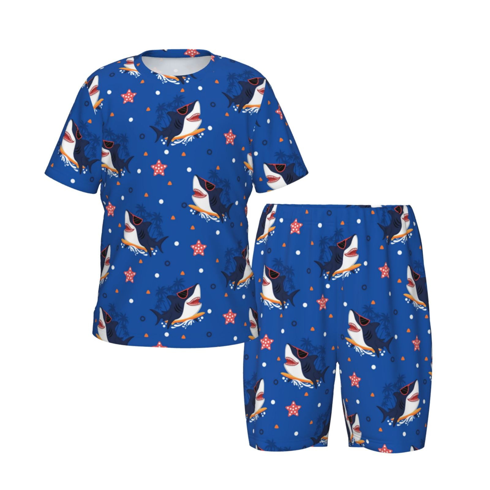 Boys Girls Pajamas Sets for Kids, Cartoon Happy Glasses Cute Shark ...