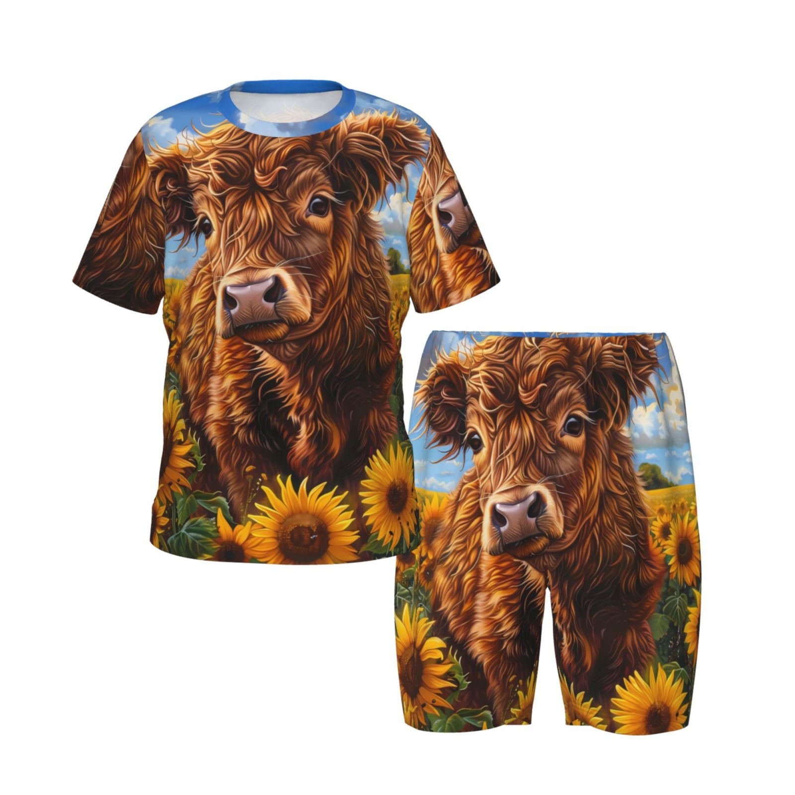 Boys Girls Pajamas Sets for Kids, Cloud Sky Sunflower Cow Toddler ...
