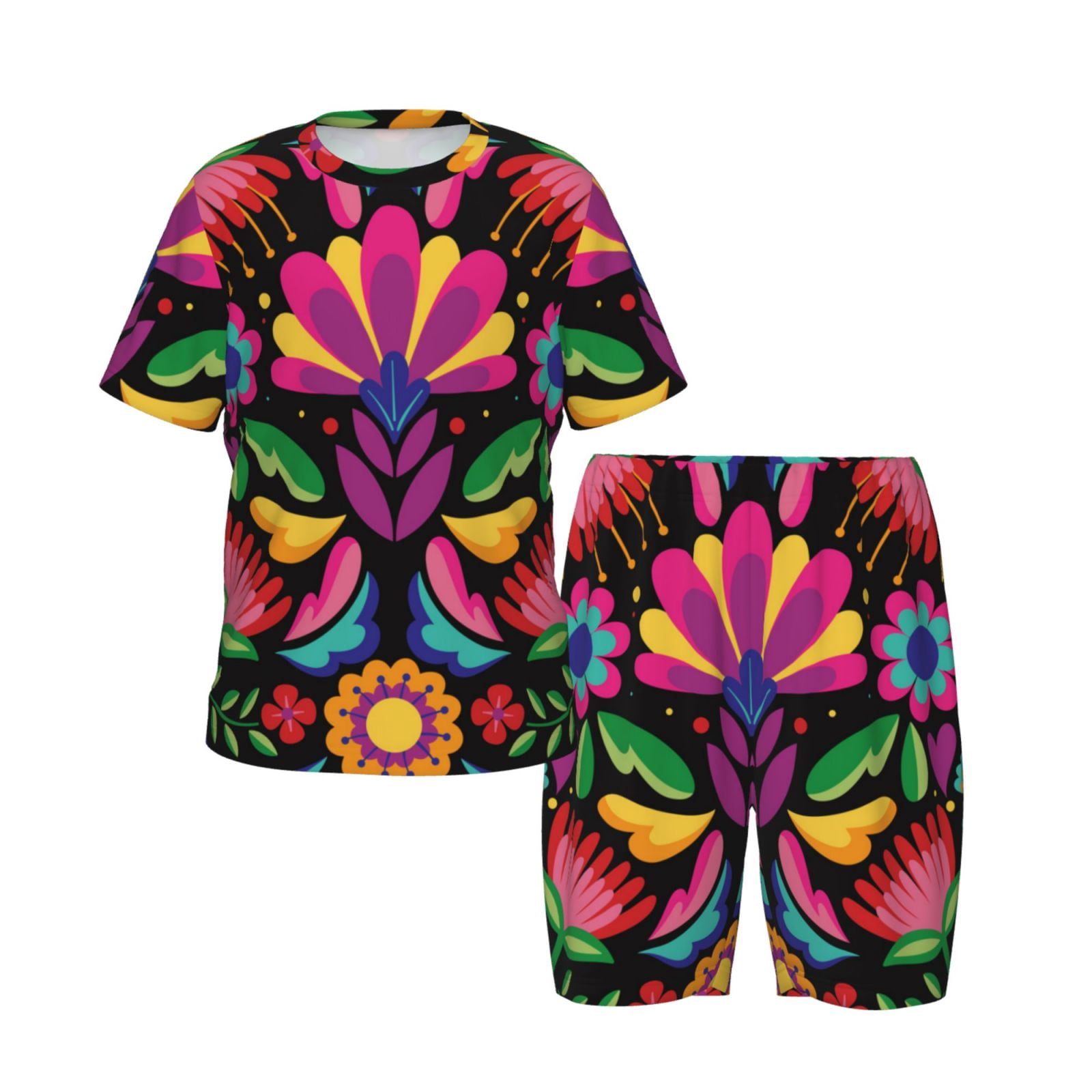 Boys Girls Pajamas Sets for Kids, Colorful Floral Embroidery Mexican ...