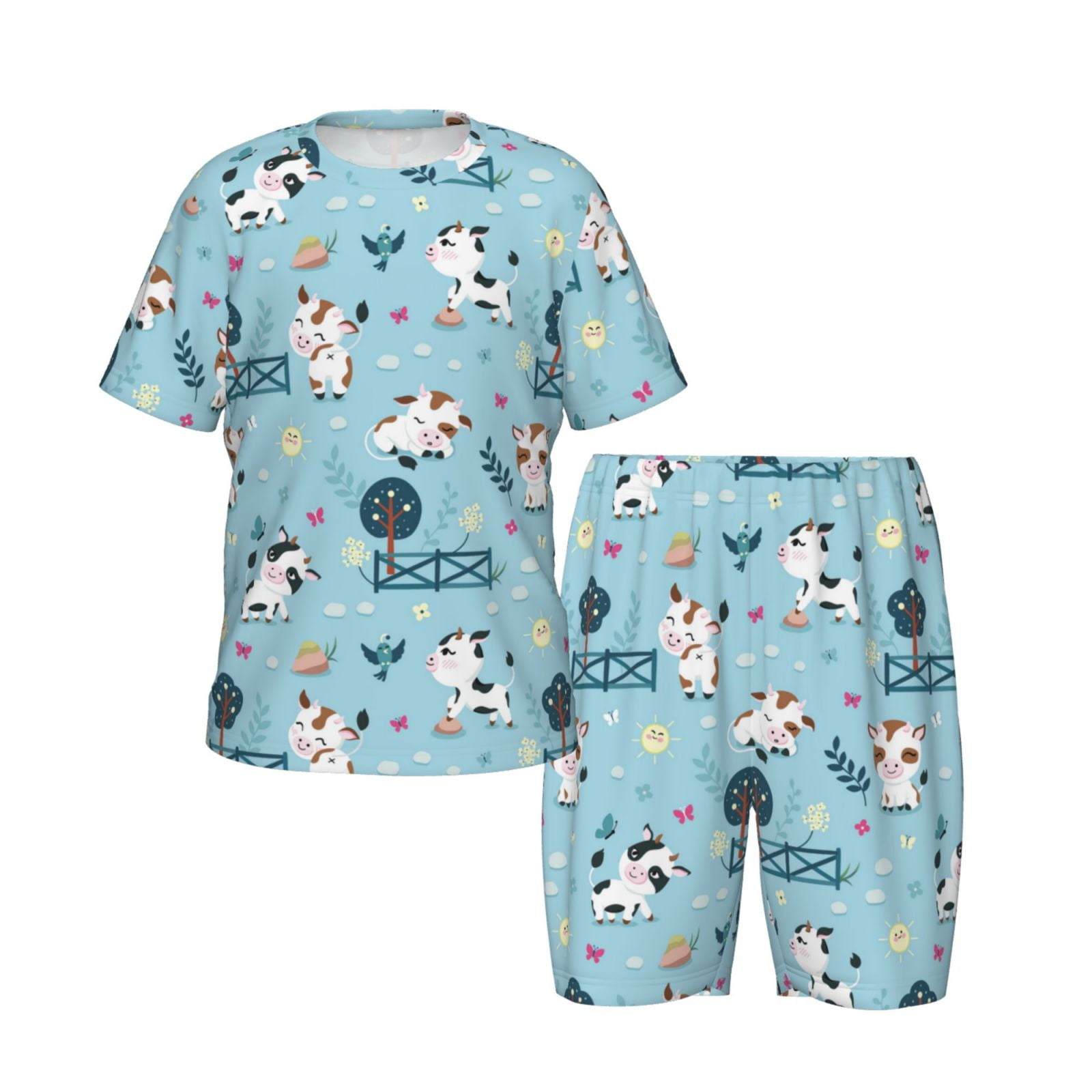Boys Girls Pajamas Sets for Kids, Cute Cow Butterfly Tree Toddler ...