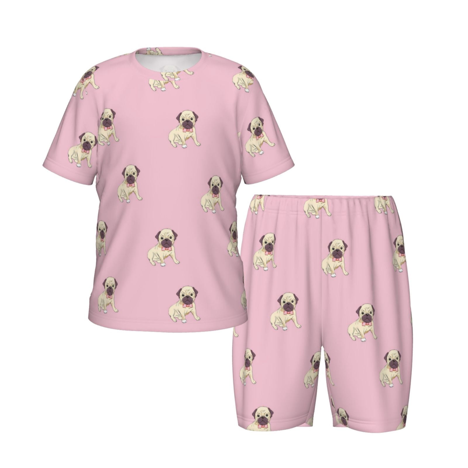 Boys Girls Pajamas Sets for Kids, Cute French Bulldog Cartoon Pink ...