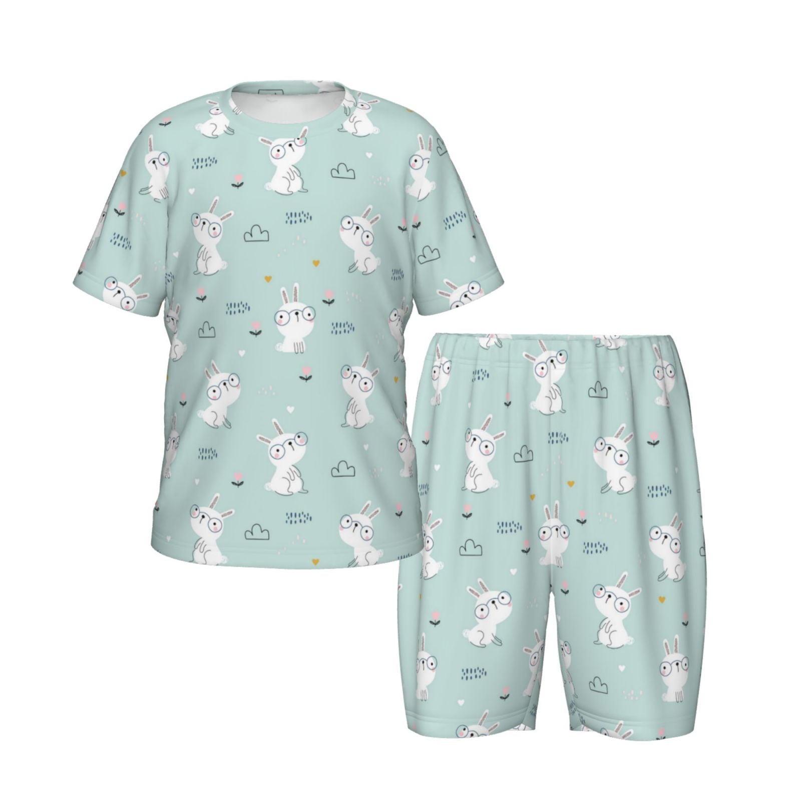 Boys Girls Pajamas Sets for Kids, Cute Glasses Rabbit Flower Toddler ...