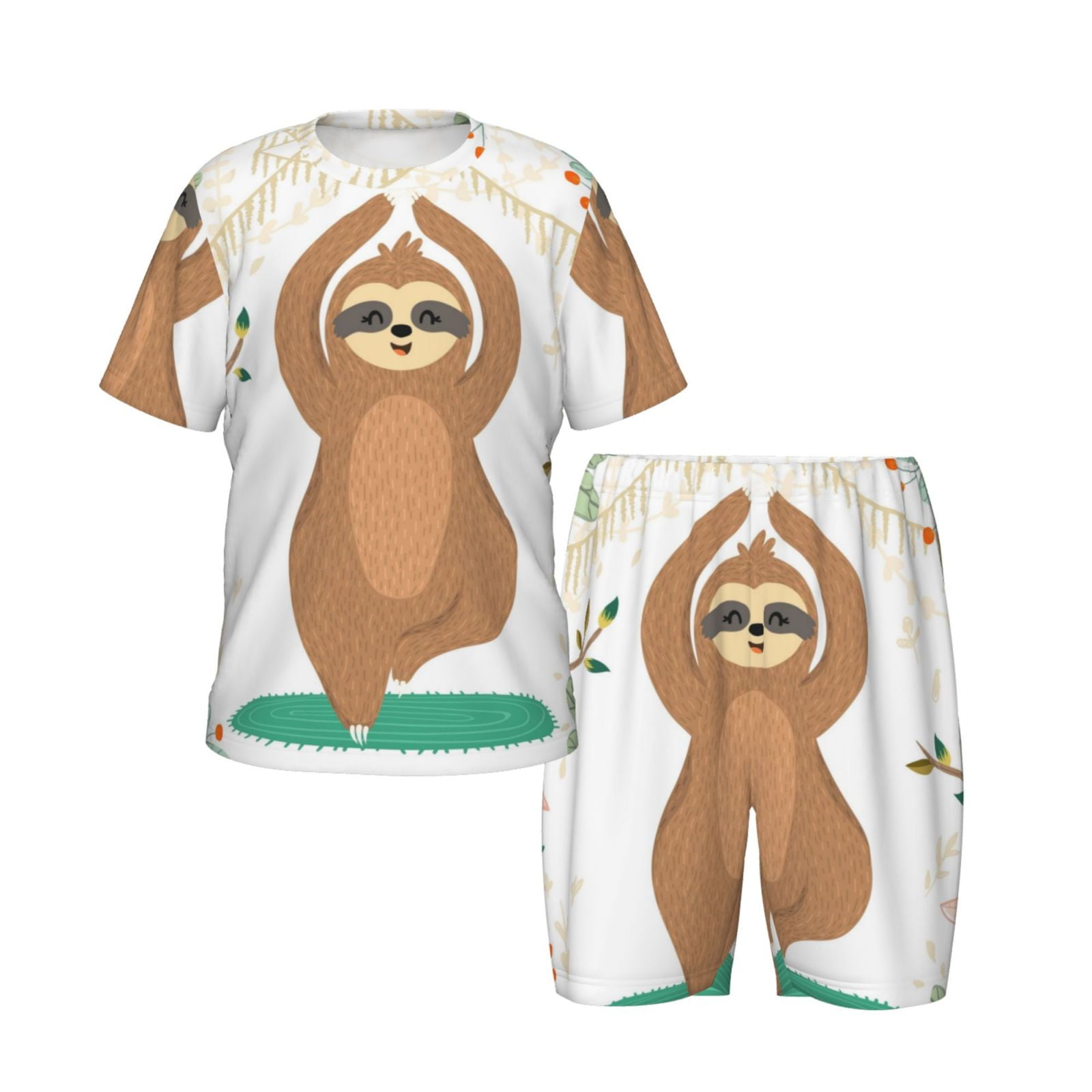 Boys Girls Pajamas Sets for Kids, Cute Sloth In Yoga Pose Tree Toddler ...