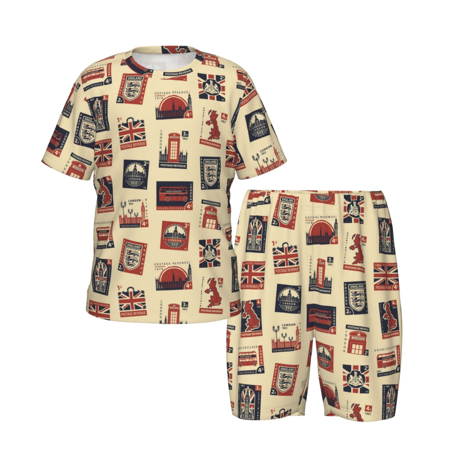 Boys Girls Pajamas Sets for Kids, England Stamp print Toddler Sleepwear ...