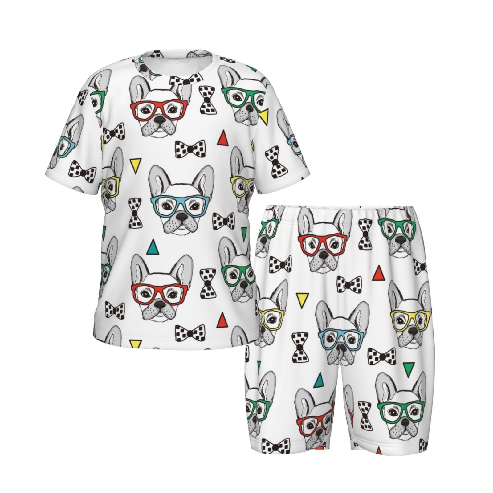 Boys Girls Pajamas Sets for Kids, French Bulldog Colored Glasses ...