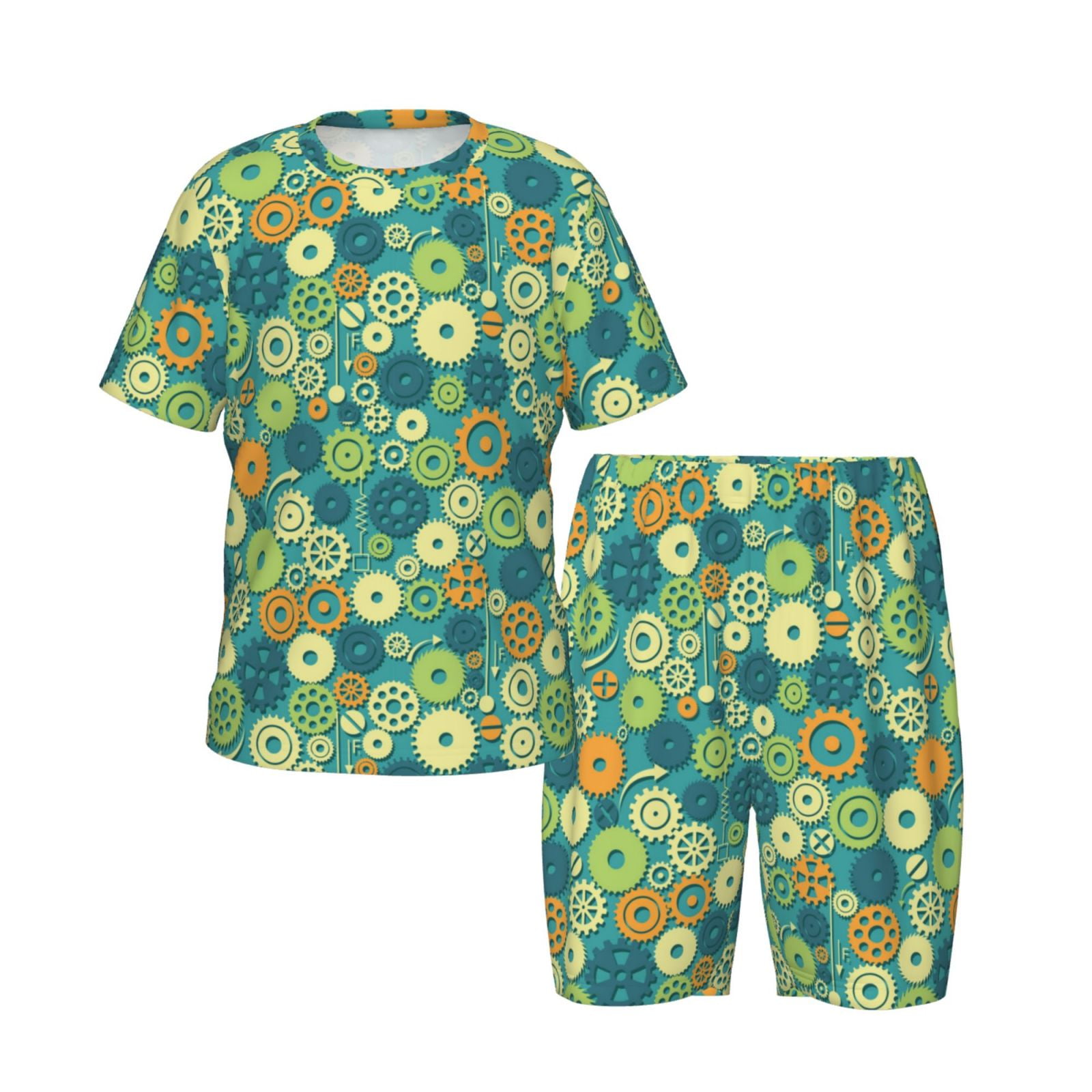 Boys Girls Pajamas Sets for Kids, Gear blue green Toddler Sleepwear Lounge Short Sleeve PJ Set 2 ...