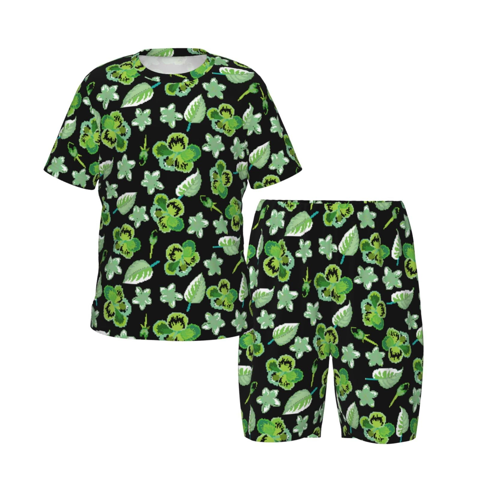 Boys Girls Pajamas Sets for Kids, Green Leaves Flowers Toddler ...