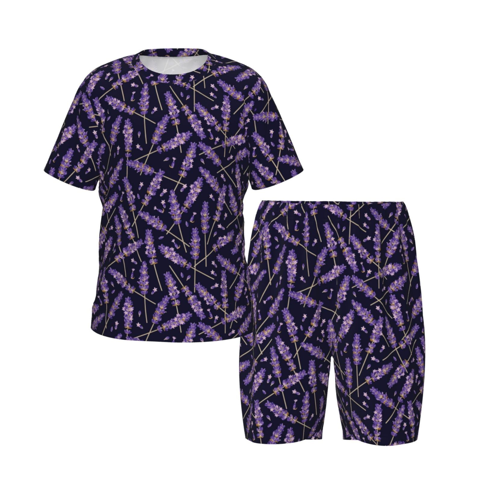 Boys Girls Pajamas Sets for Kids, Lavender Flowers Black Purple Toddler ...