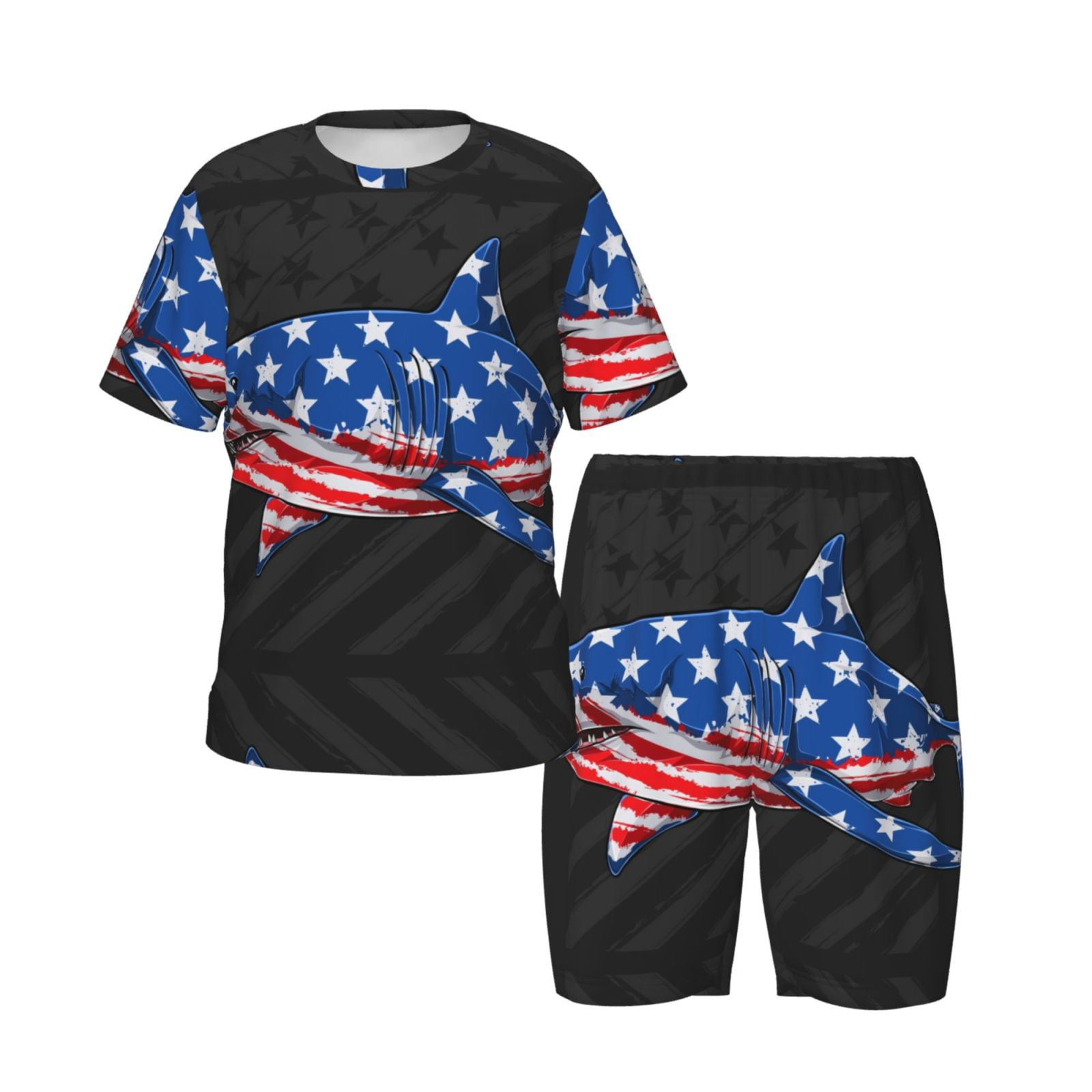 Boys Girls Pajamas Sets for Kids, Shark With USA Flag Toddler Sleepwear ...