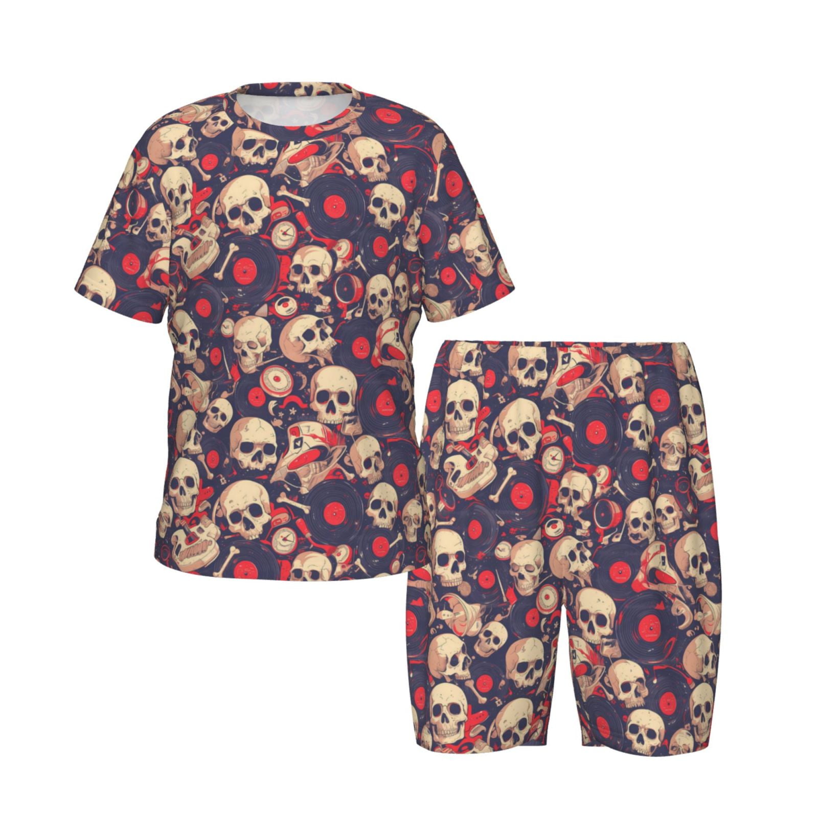 Boys Girls Pajamas Sets for Kids, Skull rock music record Toddler ...