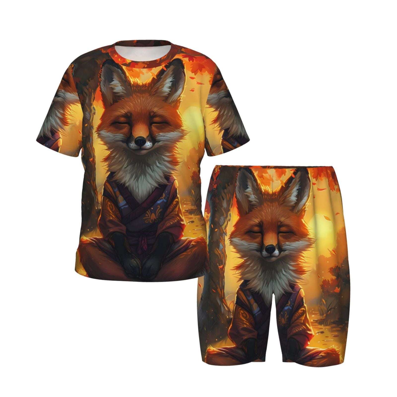 Boys Girls Pajamas Sets for Kids, Sunset Maple Tree Fox Toddler ...