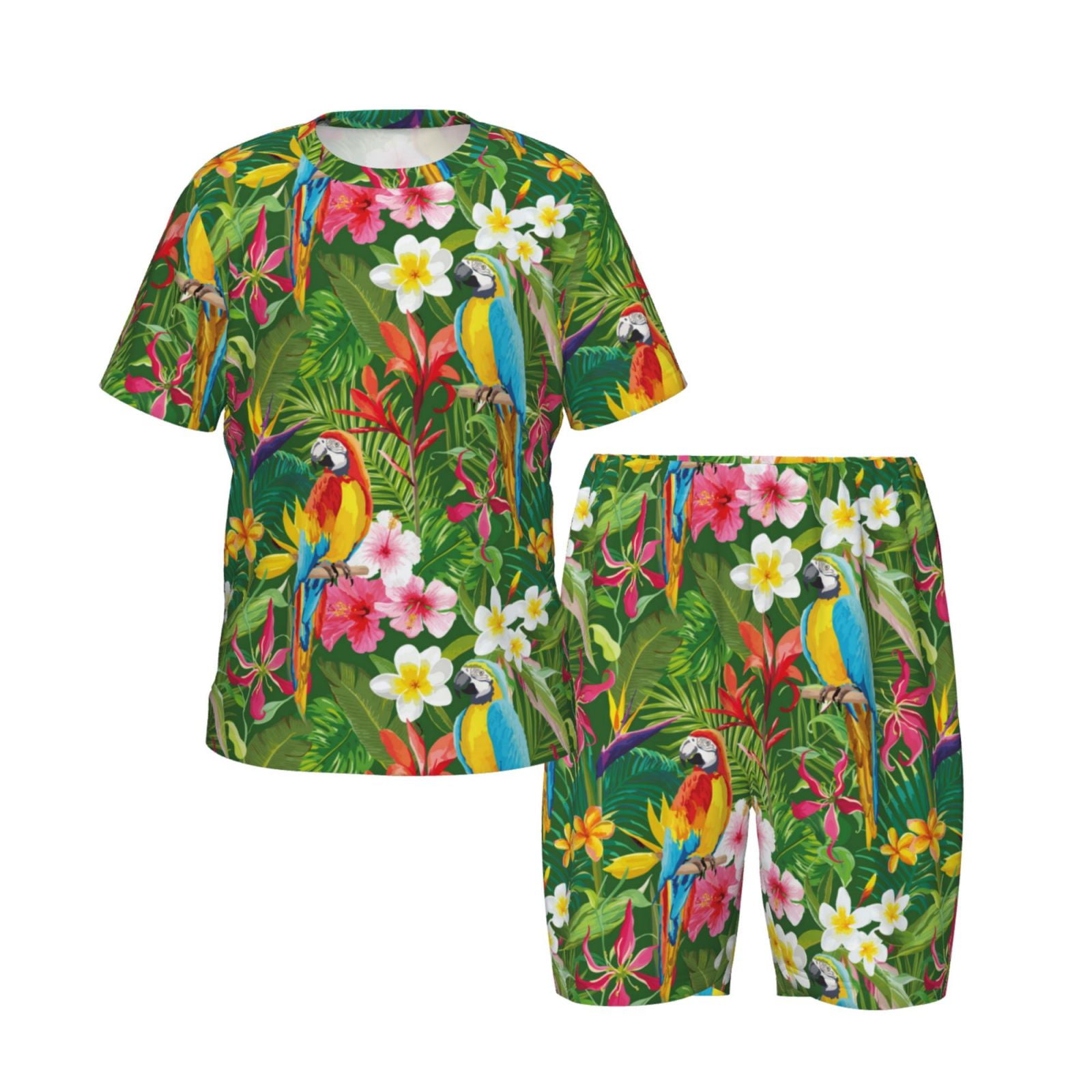 Boys Girls Pajamas Sets for Kids, Tropical Colorful Parrot Plant ...