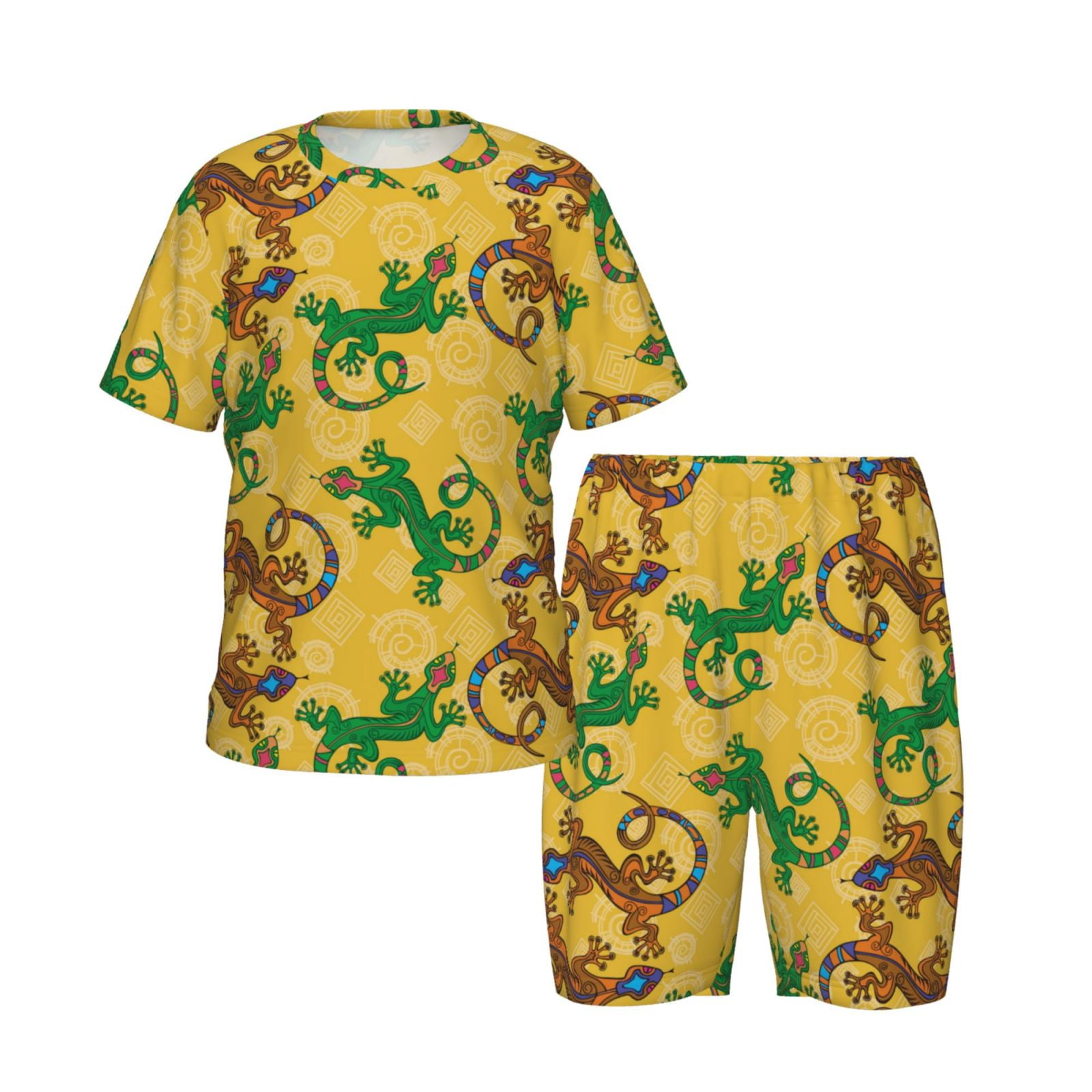 Boys Girls Pajamas Sets for Kids, Tropical Funny Lizard Yellow Toddler ...