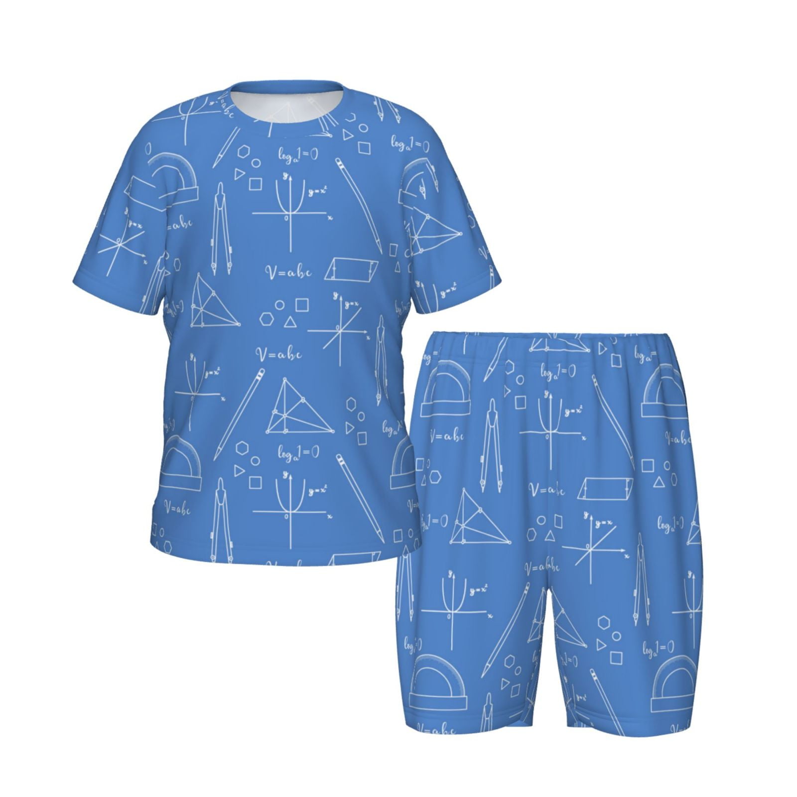 Boys Girls Pajamas Sets for Kids, blue Math Print ruler Toddler ...