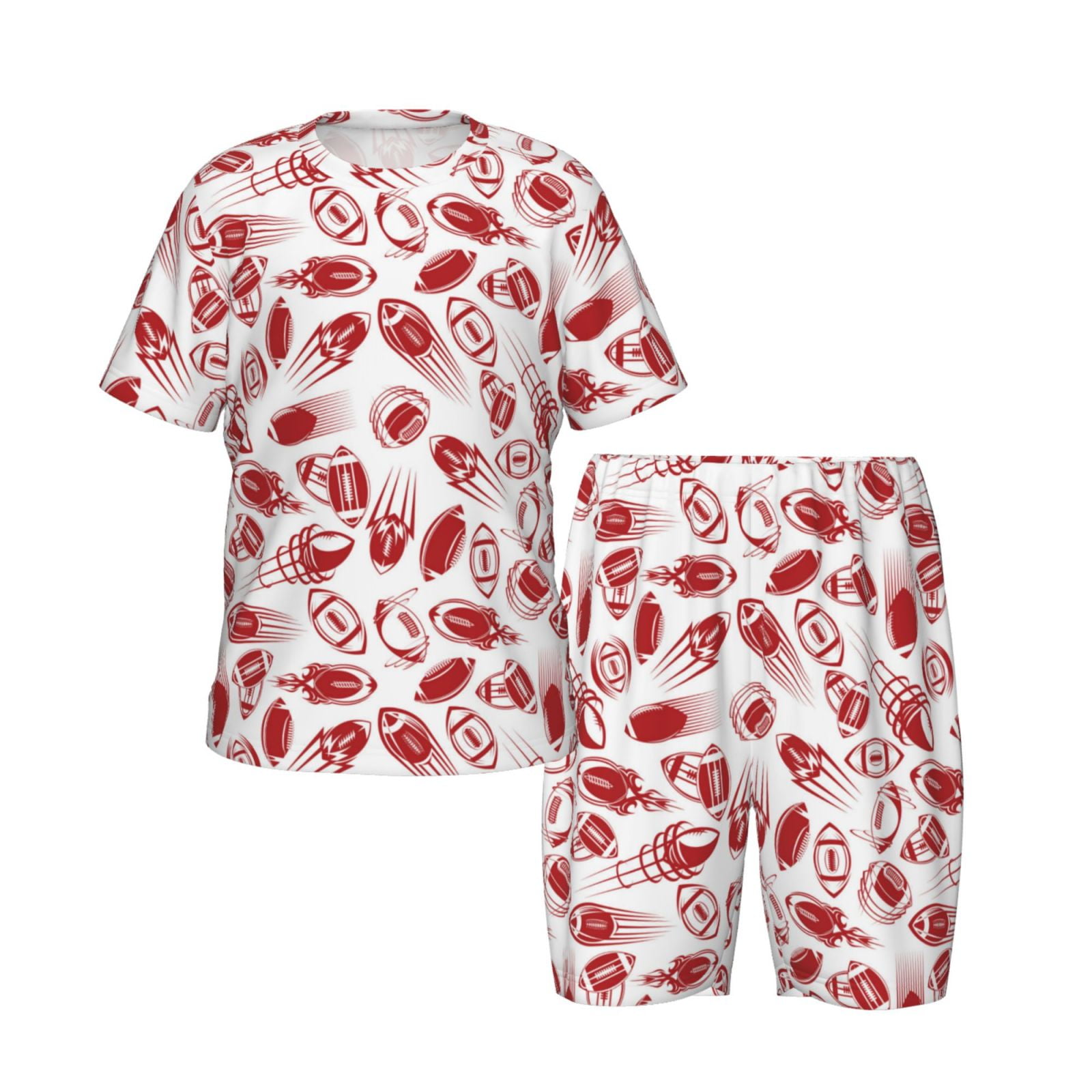 Boys Girls Pajamas Sets for Kids, red football Toddler Sleepwear Lounge ...