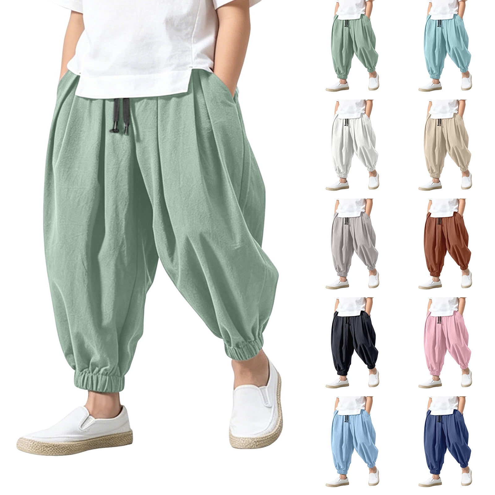 Boys Girls Pants Kids Wide Leg Pants Elastics Waist Summer Fall Long ...