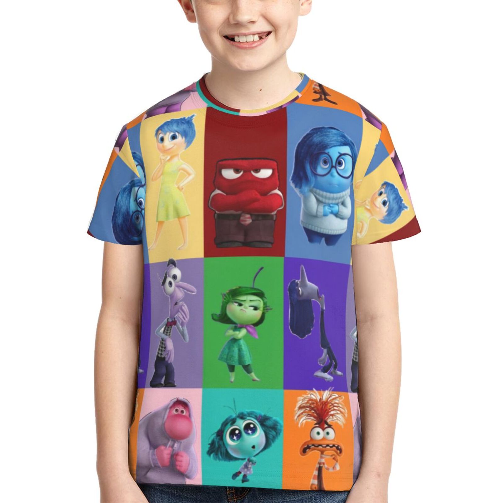 Boys Girls Pixar Inside Out Current Mood Many Emotions T-Shirt Crewneck ...