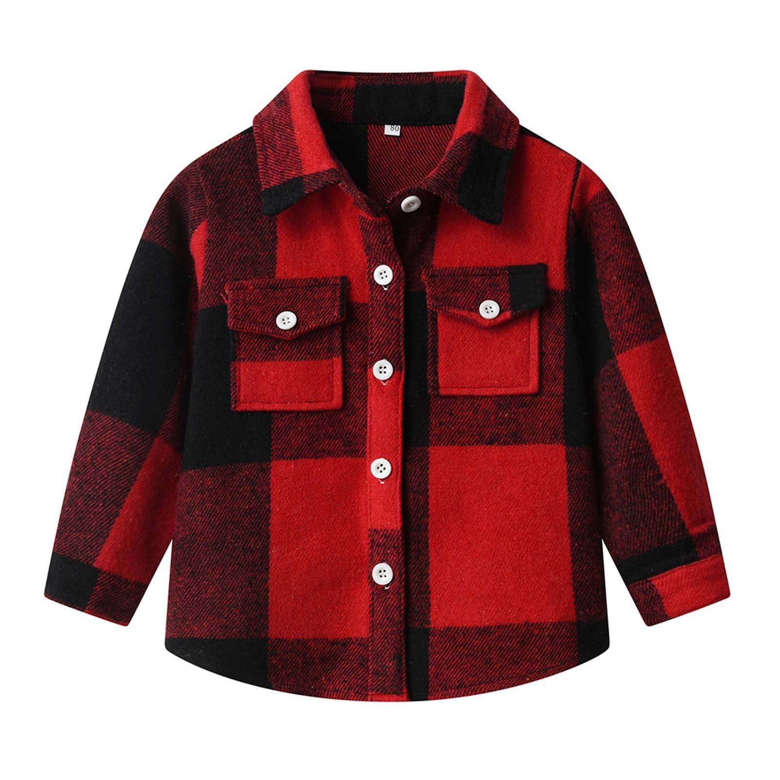 Boys Girls Plaid Shirts Long Sleeve Button Down Shacket Kids Casual ...
