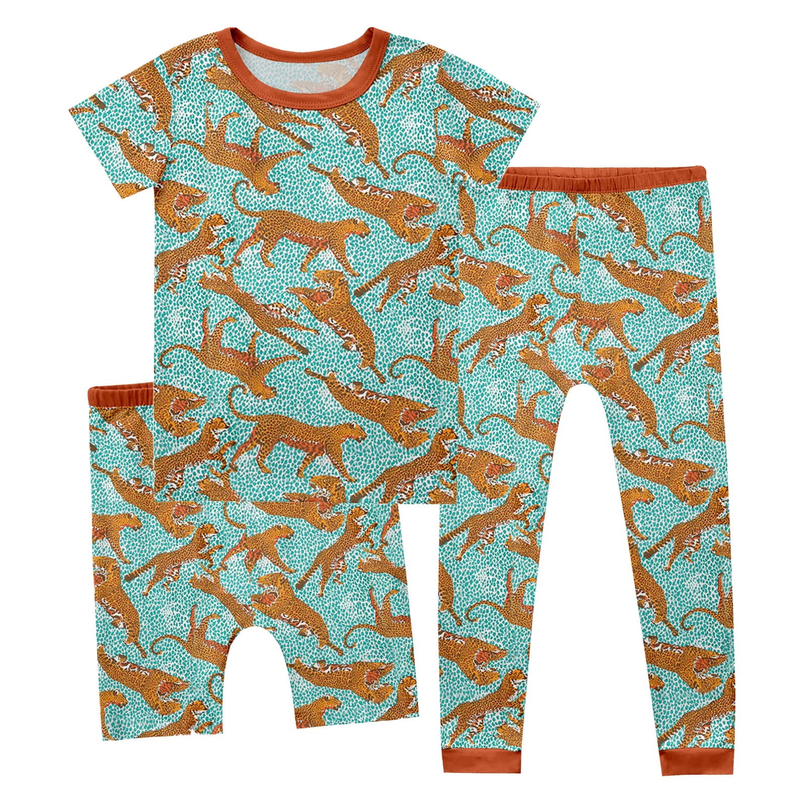 Boys Girls Playwear Crew Neck Short Sleeve Cartoon Pattern Printed 3 ...