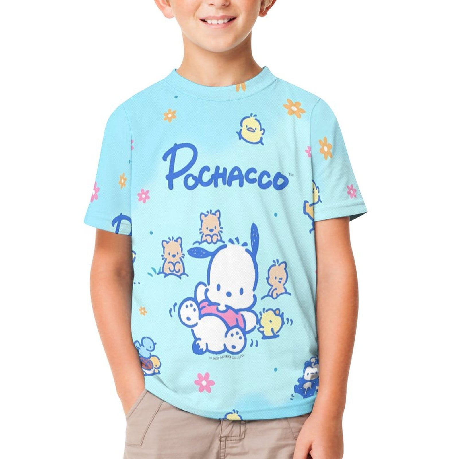 Boys Girls Pochacco Graphic Printed T-Shirt Crewneck Short Sleeve Tees ...