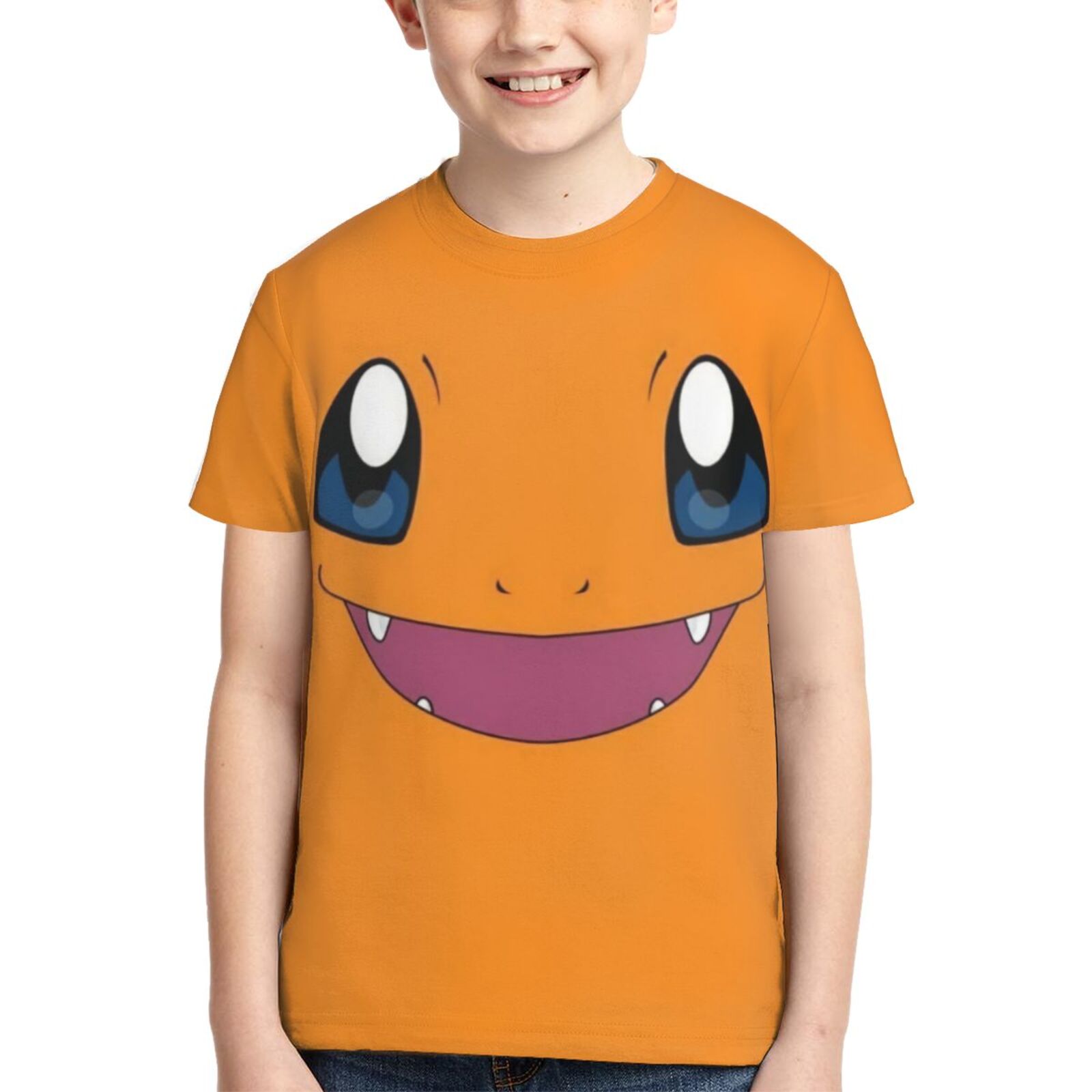 Boys Girls Pokémon Charmander Face T-Shirt Crewneck Short Sleeve Tees ...