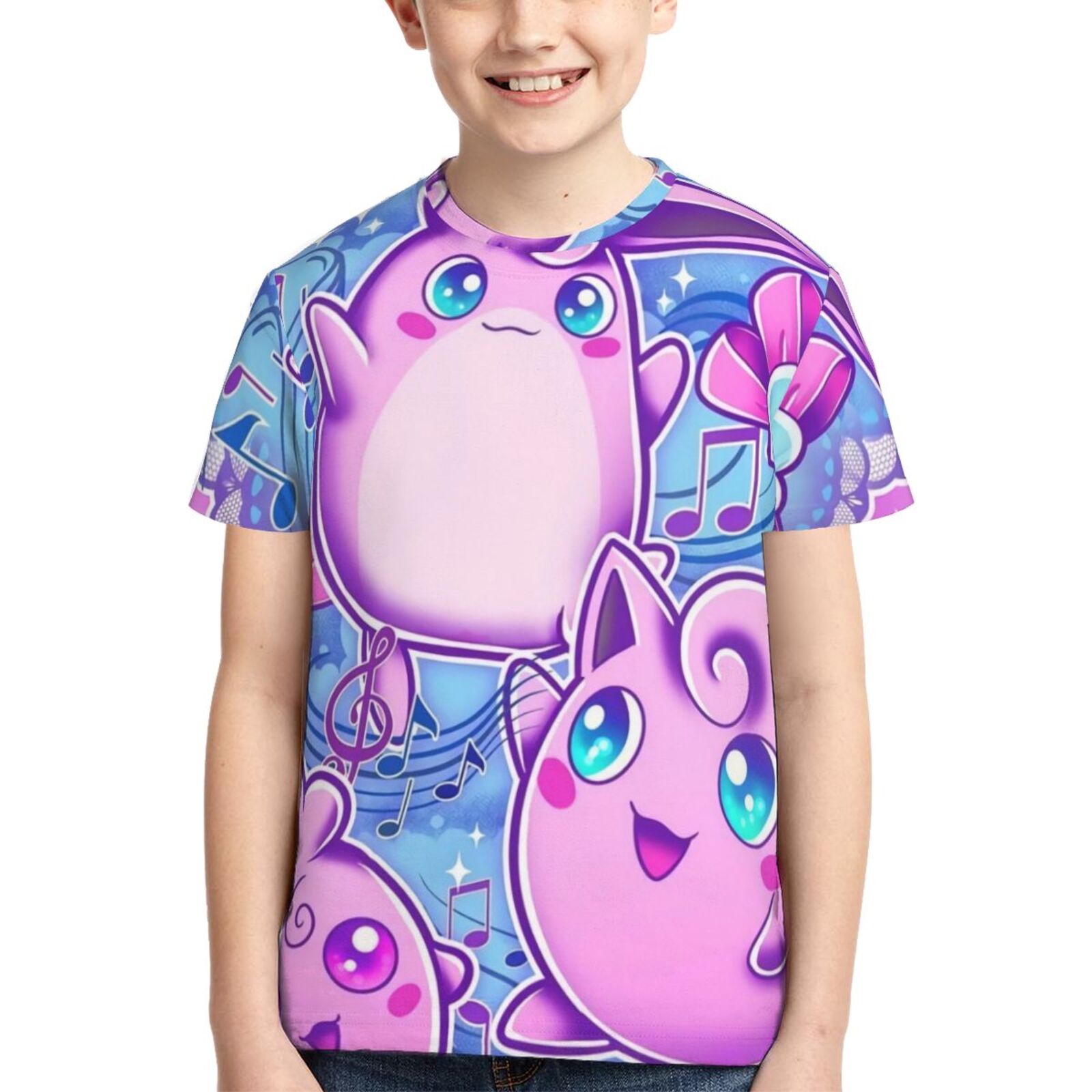 Boys Girls Pokémon Jigglypuff T-Shirt Crewneck Short Sleeve Tees Kids ...