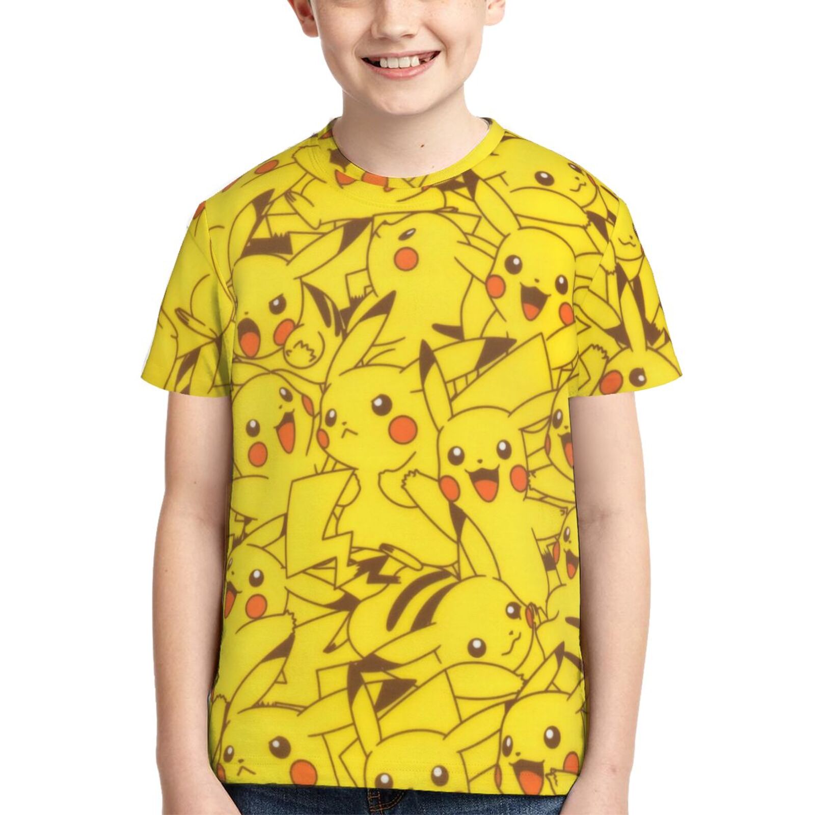 Boys Girls Pokémon-Pikachu-Pokemon T-Shirt Crewneck Short Sleeve Tees ...