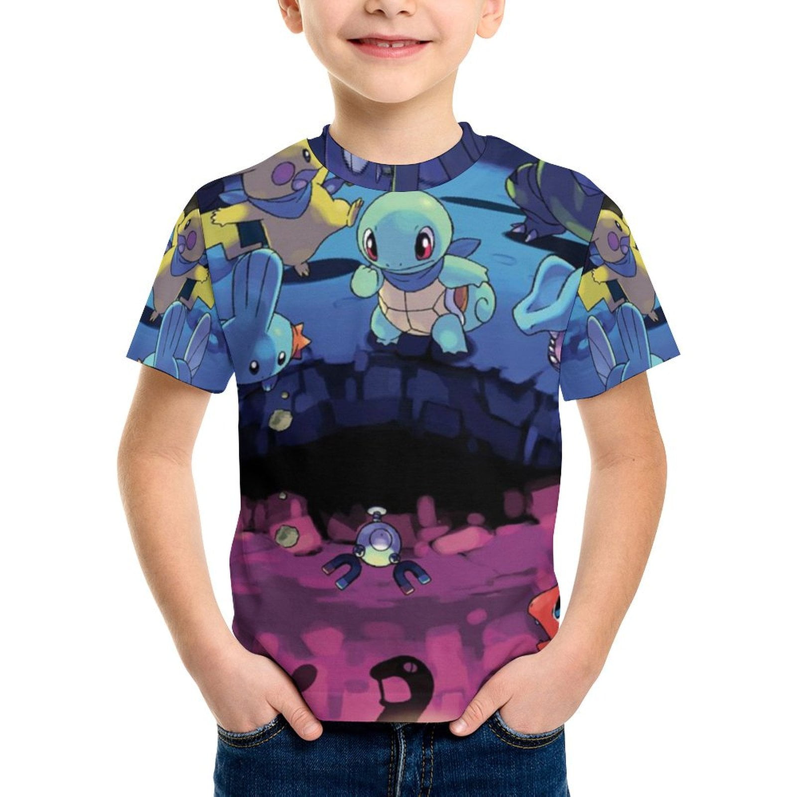 Boys Girls Poke_mon T-Shirt Custom Short Sleeve Novelty Crewneck Tee ...