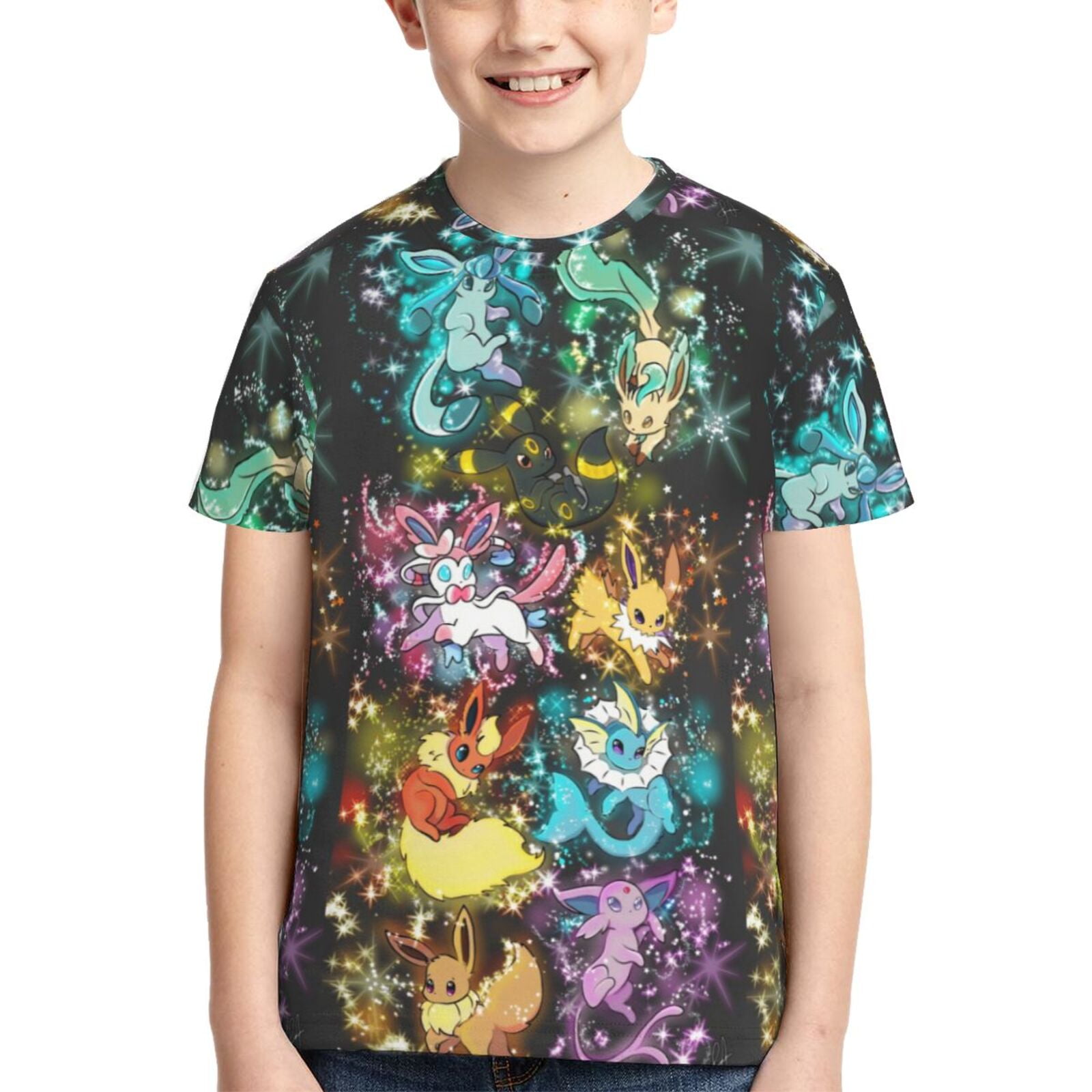 Boys Girls Pokemon evee y evoluciones T-Shirt Crewneck Short Sleeve Tees Kids Casual Shirt Tops ...