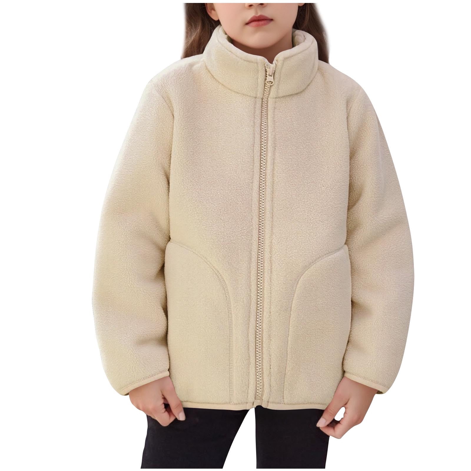 Boys Girls Polar Fleece Jacket Soild Toddler Jackets Full Zip Fuzzy ...