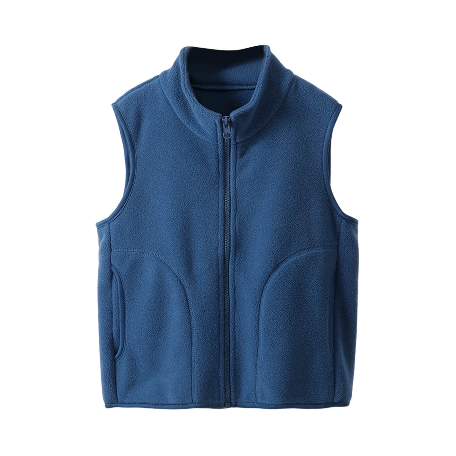 Boys Girls Polar Fleece Vest Jacket Lightweight Full Zipper Warm Plain ...