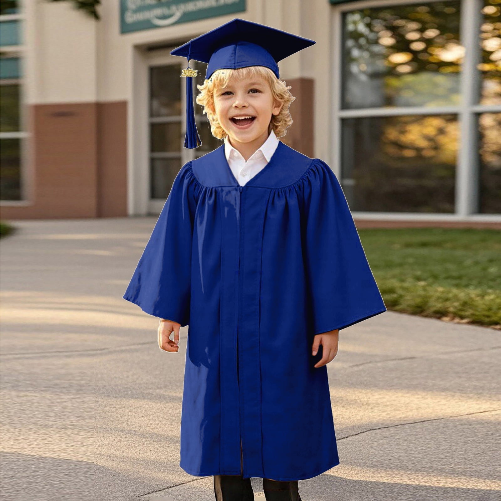 Boys Girls Preschool Graduation Cap and Gown Graduation Blue Cap and ...