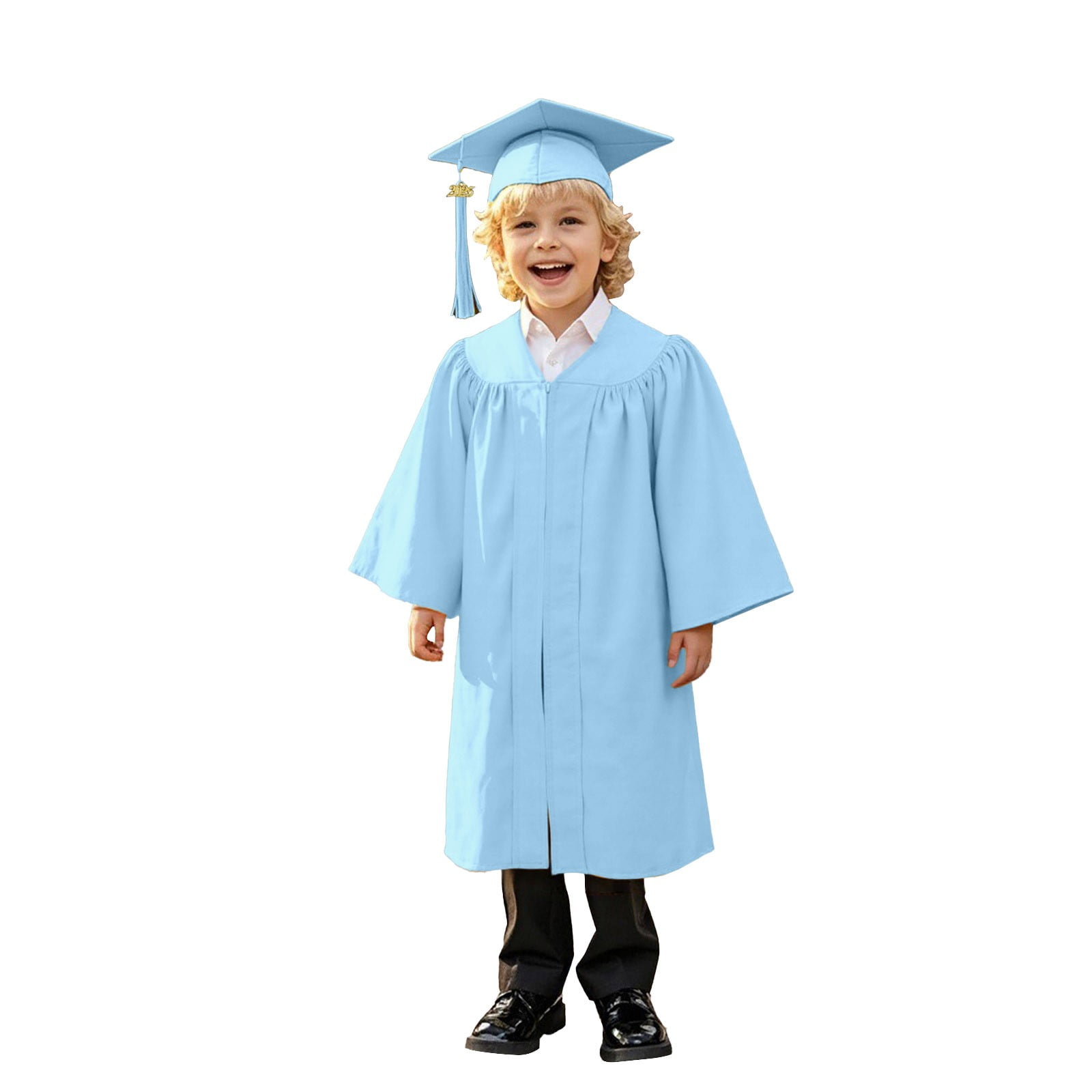 Boys Girls Primary School Graduation Cap and Gown With Tassel Sky Blue ...