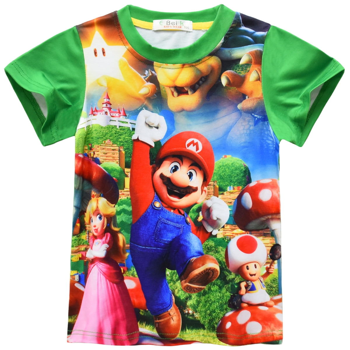Boys Girls Princess Peach Super Mario Game Movie Cartoon Casual T ...
