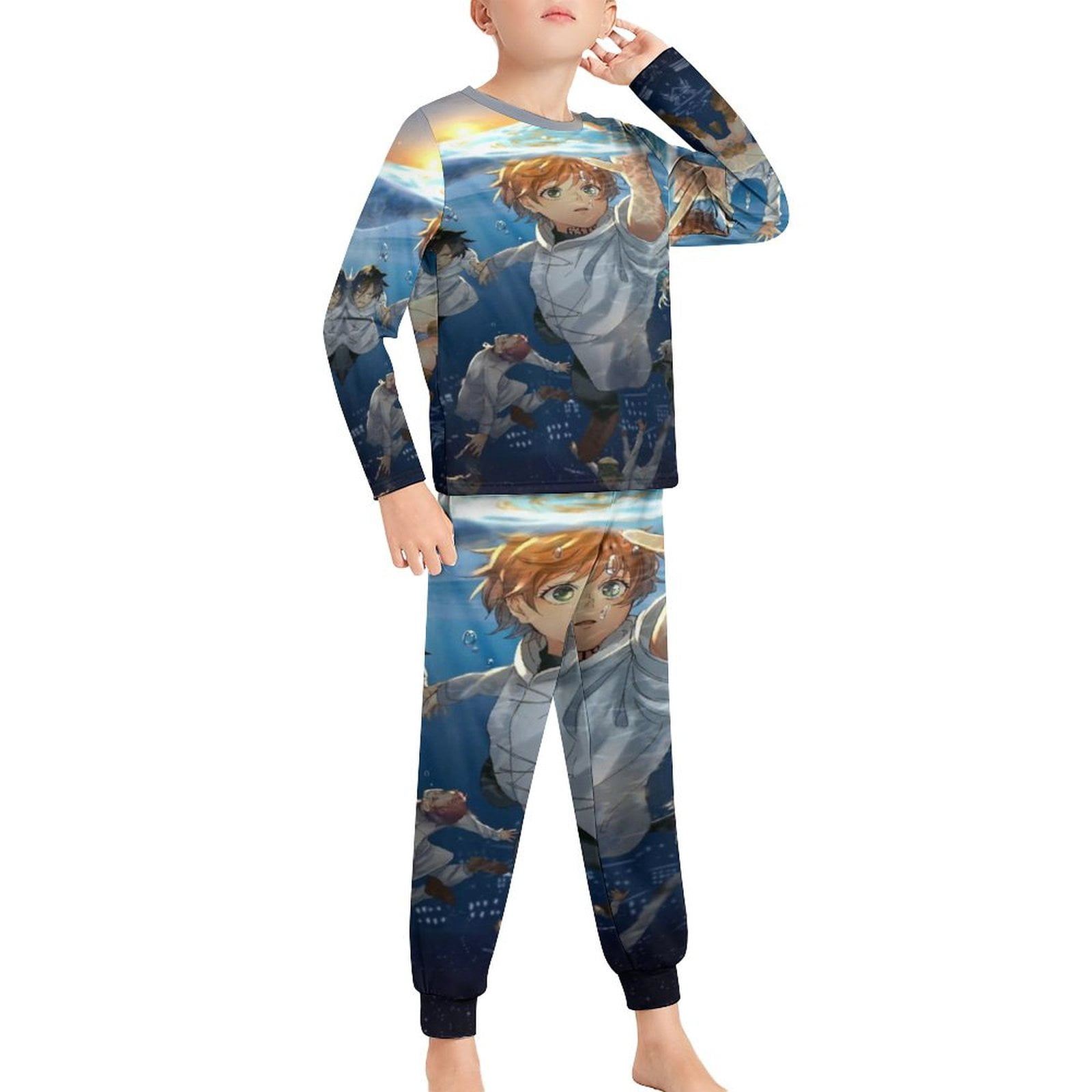 Boys Girls Promised Never-Lan Costumes Kids Pajamas Set Tee Shirt Pants ...
