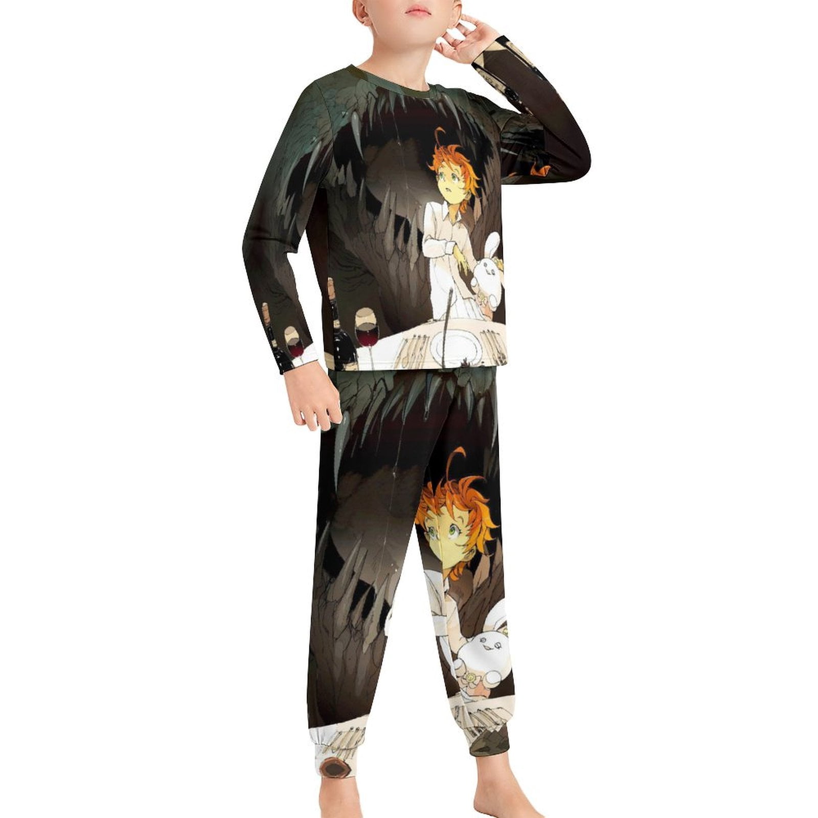 Boys Girls Promised Never-Lan Costumes Kids Pajamas Set Tee Shirt Pants ...