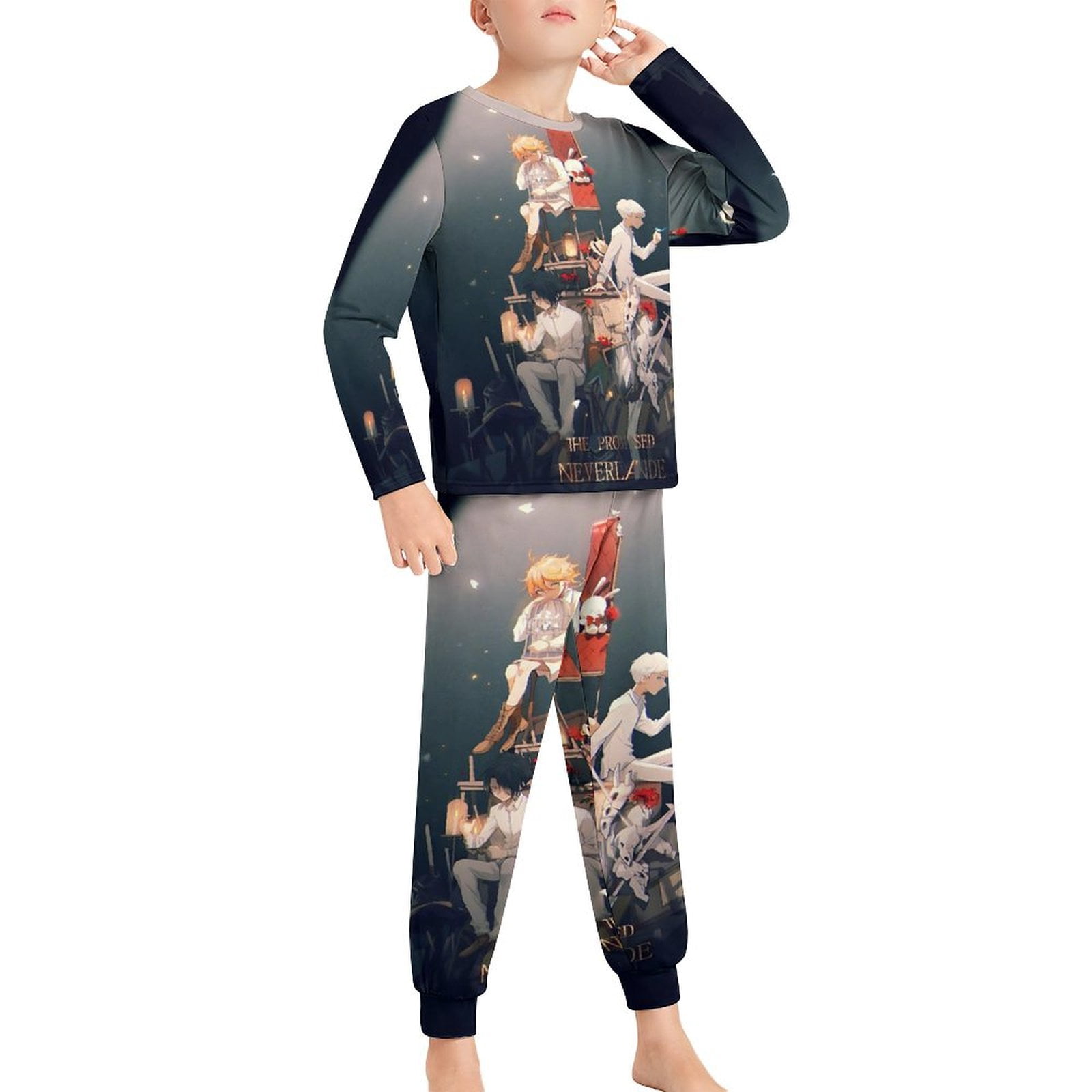 Boys Girls Promised Never-Lan Costumes Kids Pajamas Set Tee Shirt Pants ...