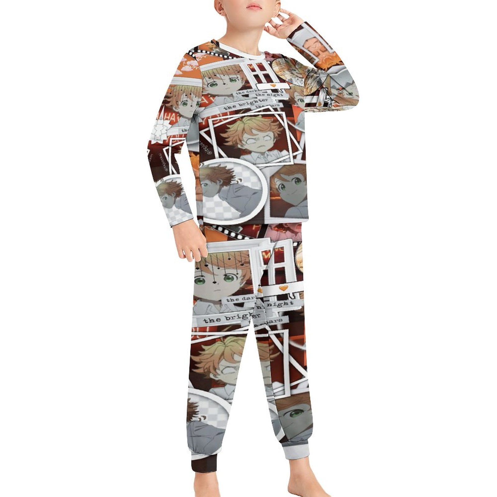 Boys Girls Promised Never-Lan Costumes Kids Pajamas Set Tee Shirt Pants ...