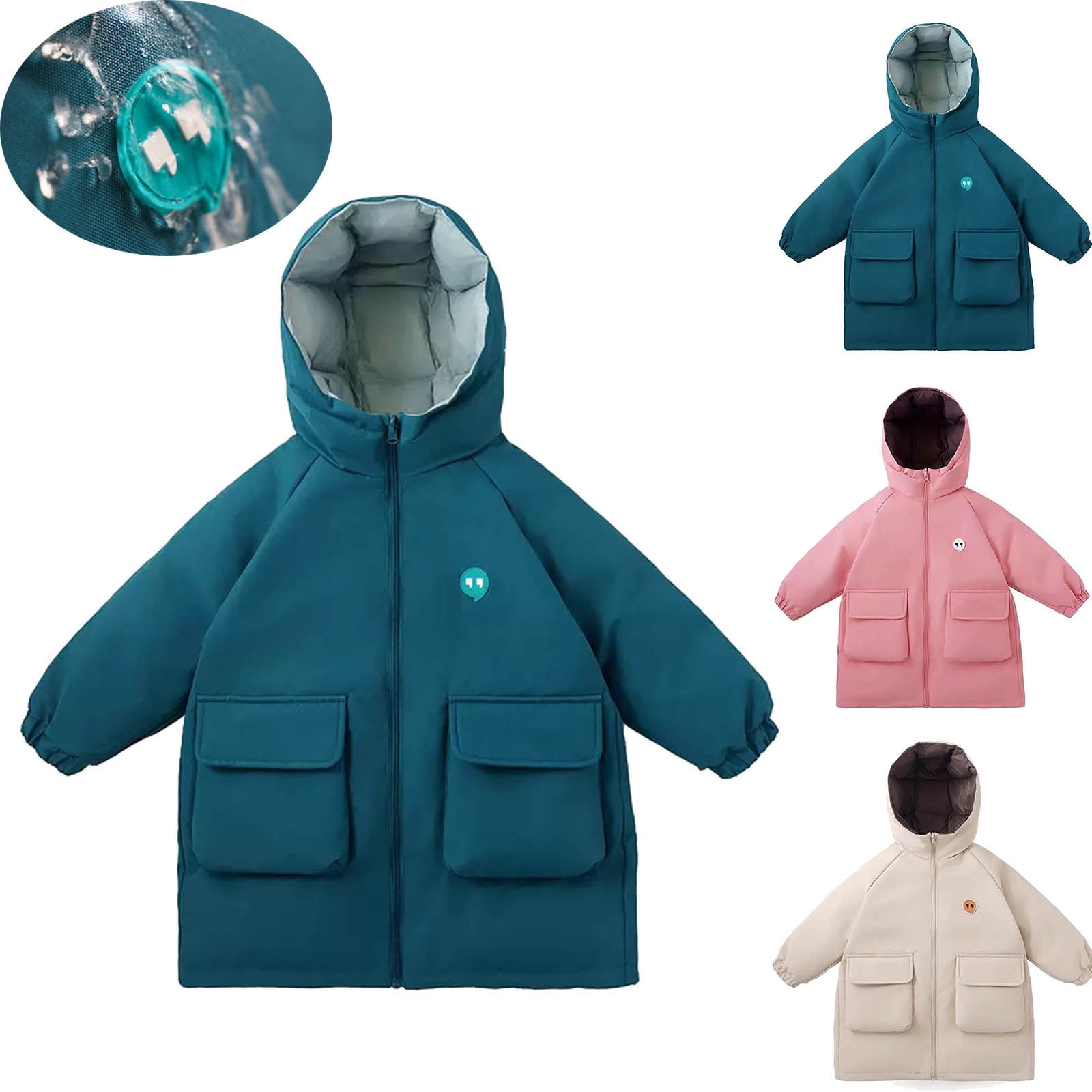 Boys Girls Puffer Jacket Unisex Tween 2-14Year Long Sleeve Solid Color ...