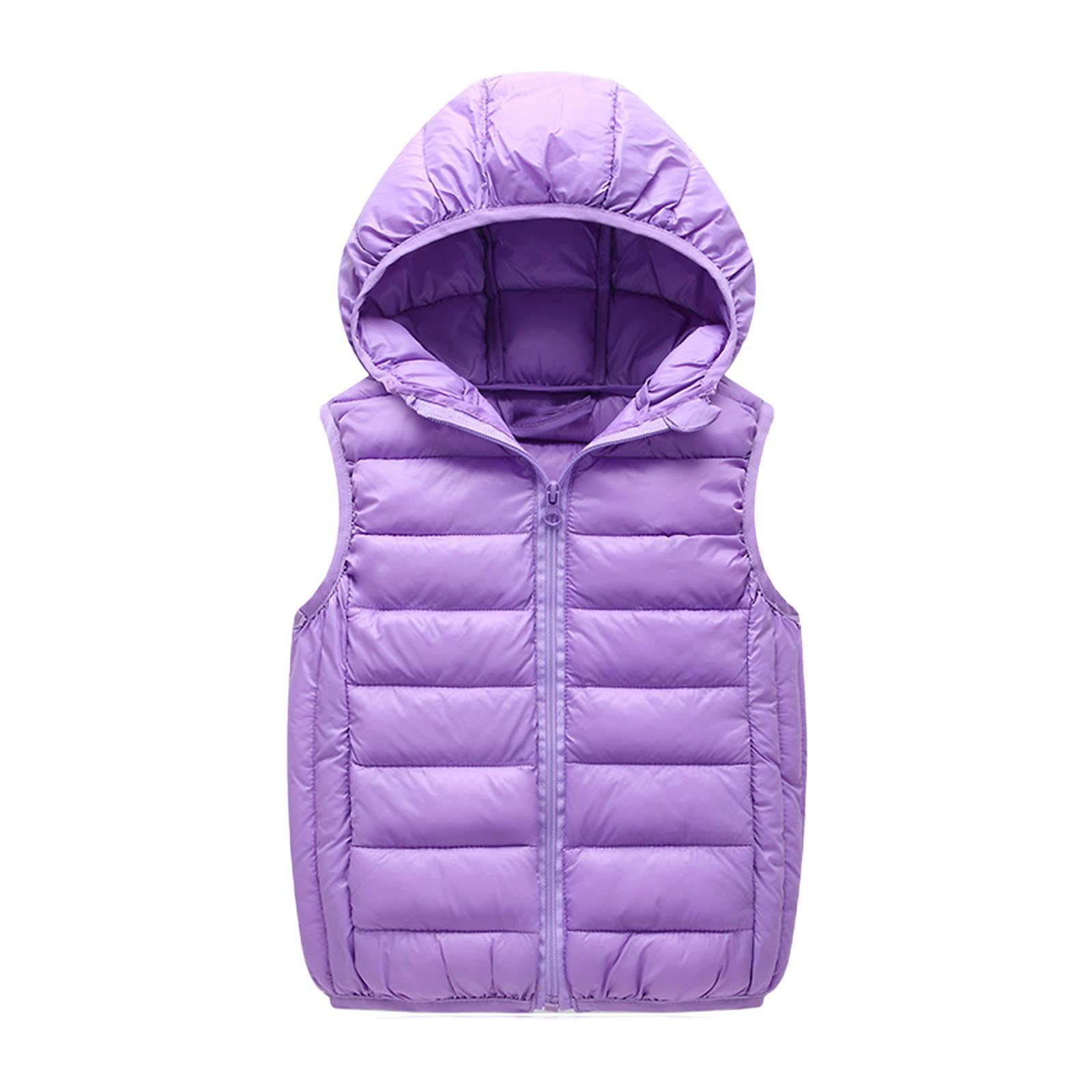 Boys Girls Puffer Vest Sleeveless Quilted Vest Hooded Zipper Puffy ...