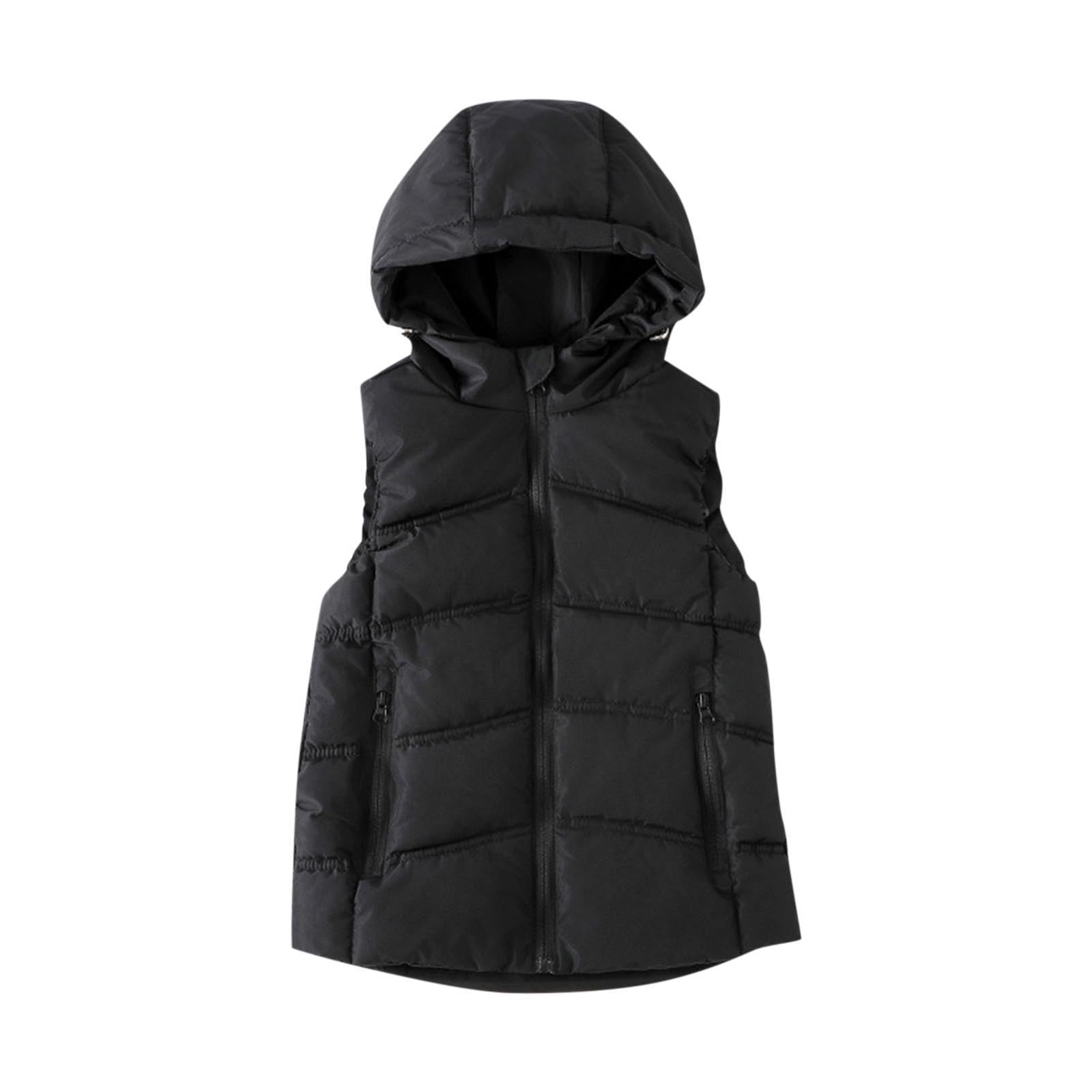 Boys Girls Puffer Vest Thick Warm Hooded Down Outerwear with Zipper ...