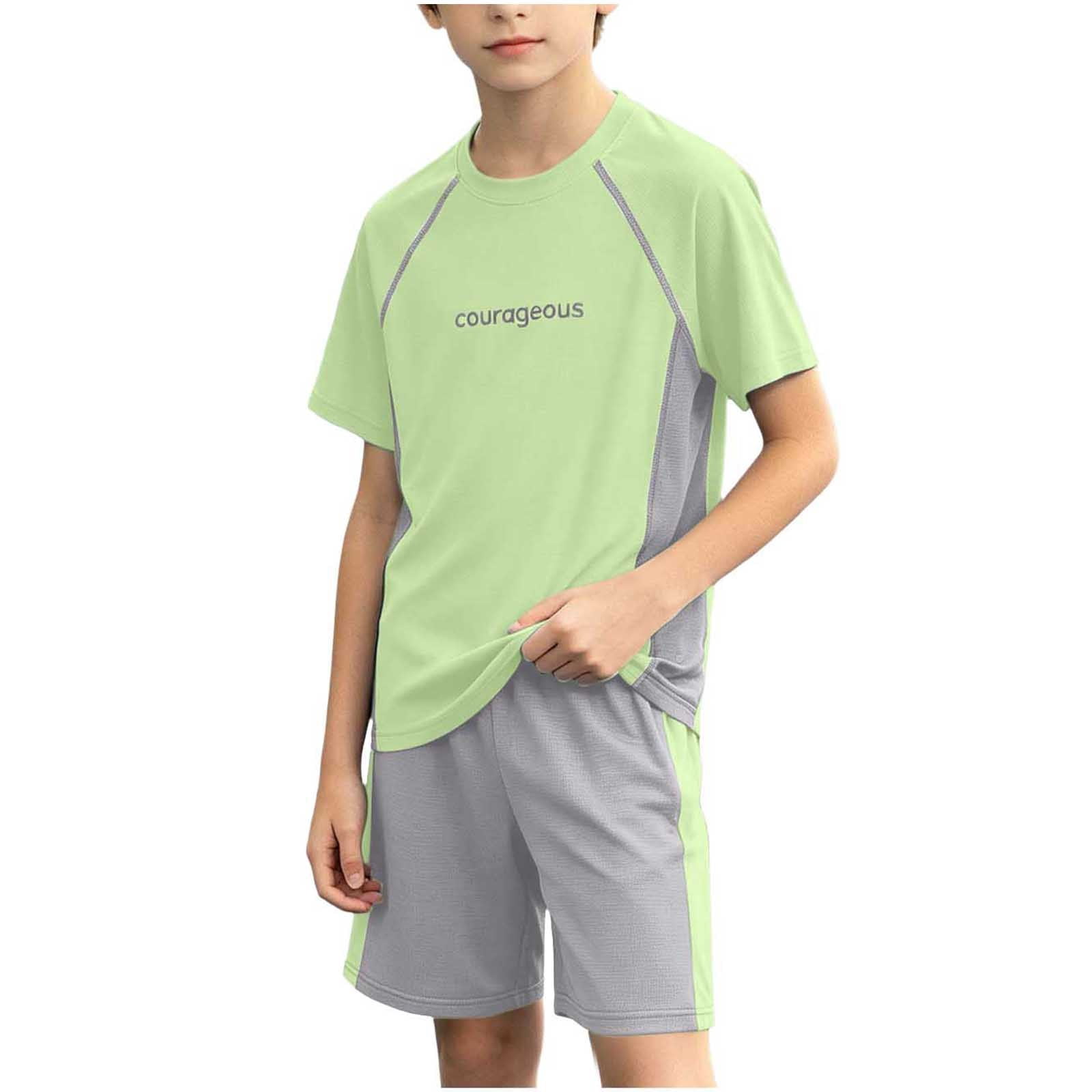 Boys Girls Quick Dry 2-Piece Tennis & Athletic Outfit, Short Sleeve ...
