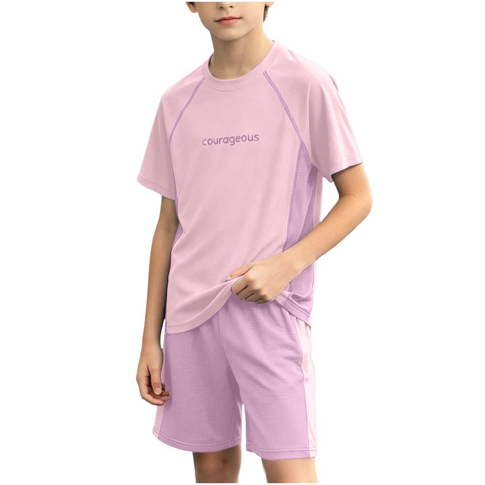Boys Girls Quick Dry 2-Piece Tennis & Athletic Outfit, Short Sleeve ...