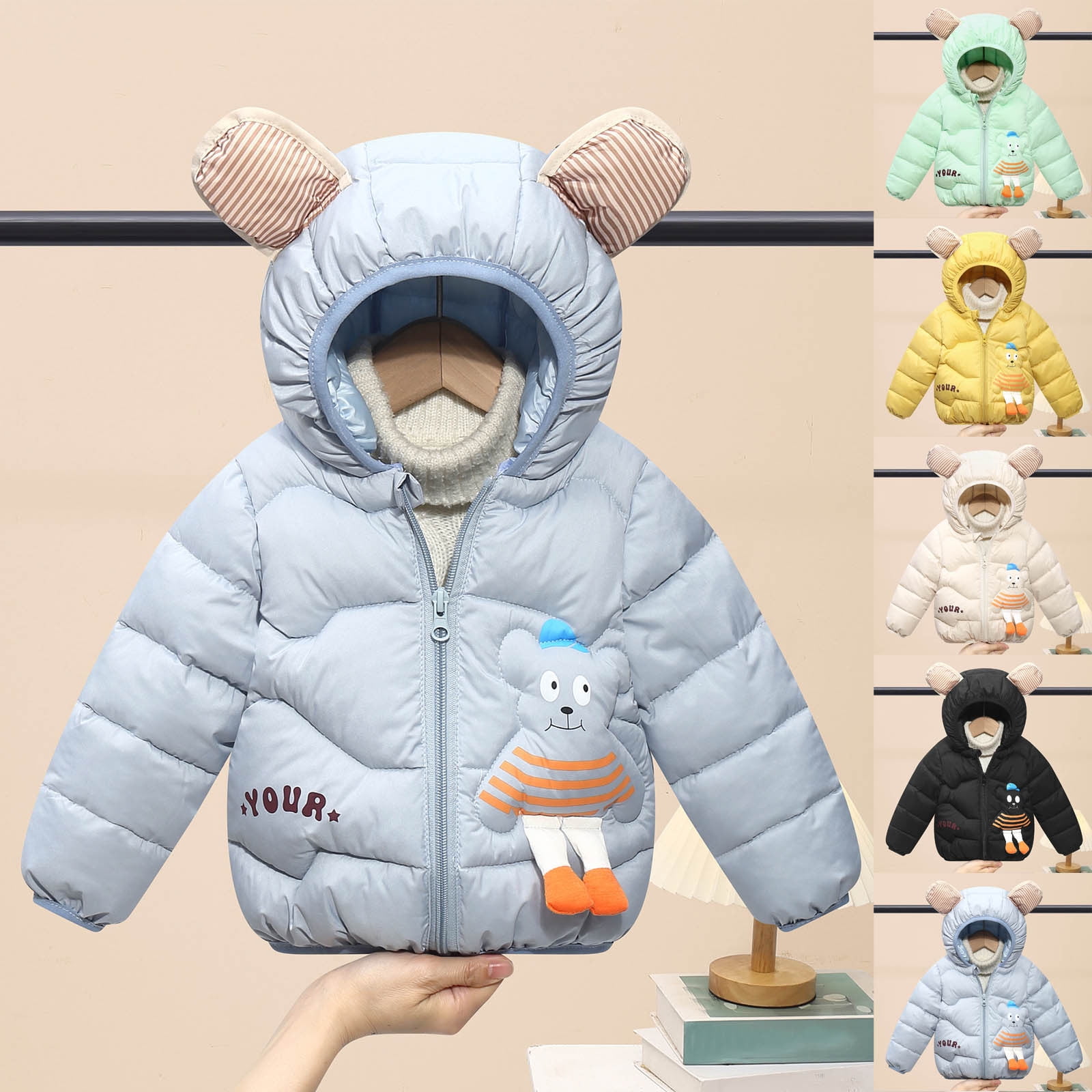 Boys Girls Quilted Jacket Tween Kids Fall Casual Solid Color Long ...