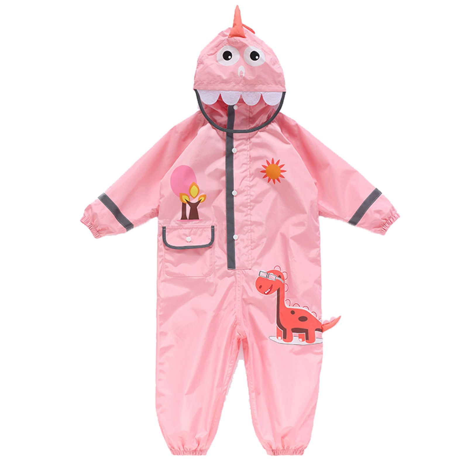 Boys Girls Rain Coat Dinosaur Overall Jumpsuit Conjoined Jacket Camo Pu ...