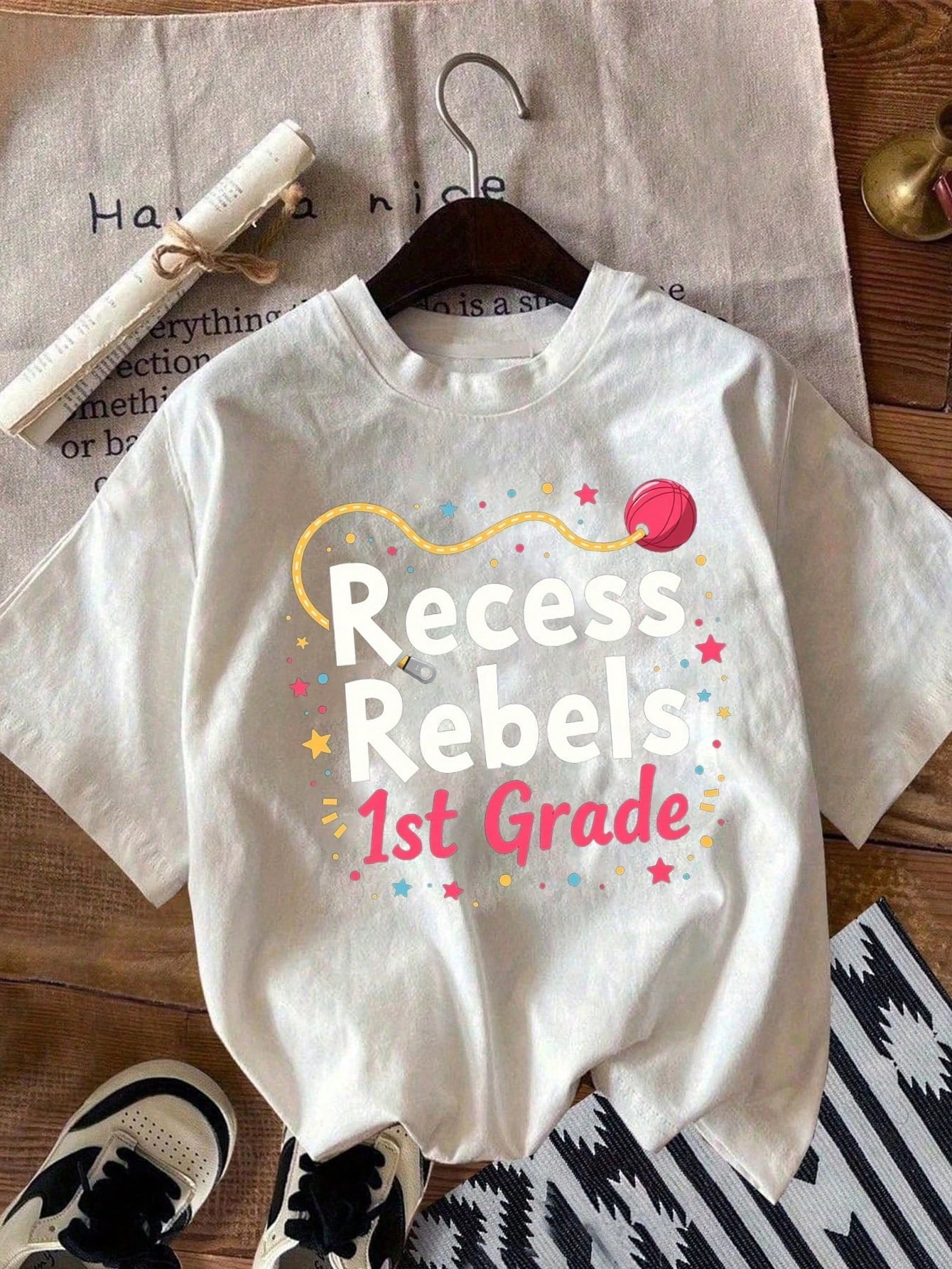 Boys/Girls Recess Rebels Back To School Cotton Graphic Tees, Black ...