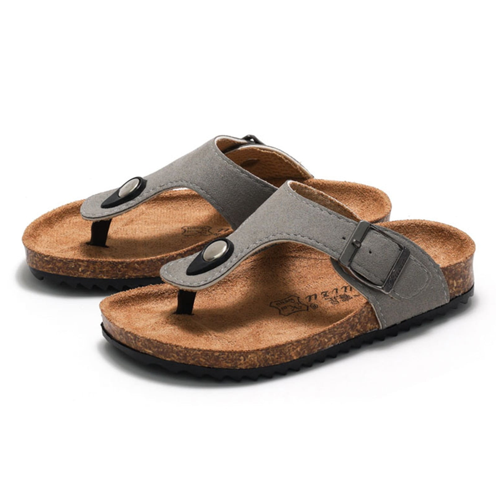Boys Girls Sandals with Cork Footbed Adjustable Buckle Casual Flip ...