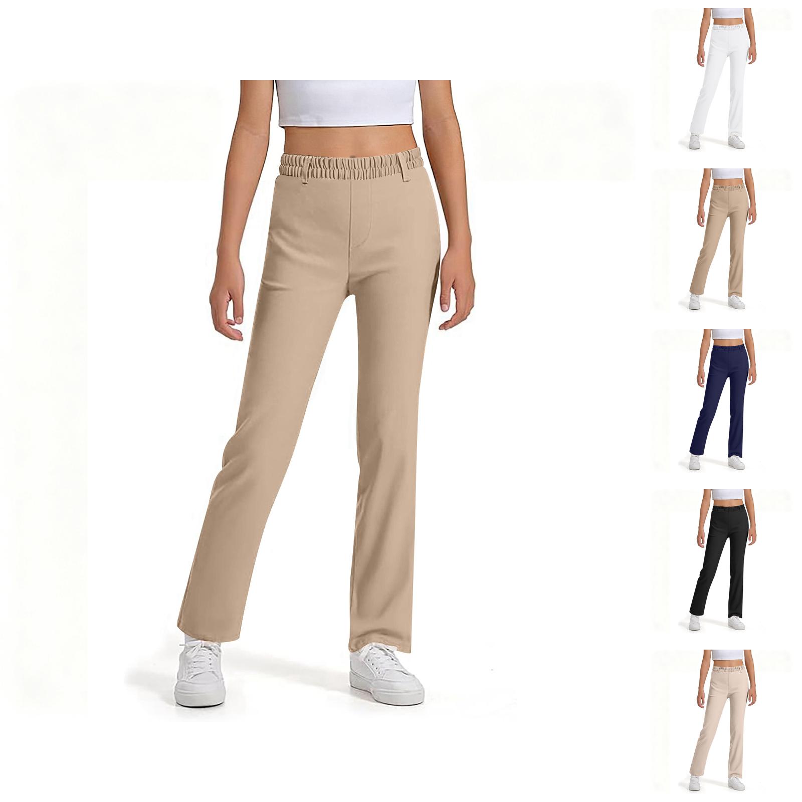 Boys Girls School Uniform Pants 2025 Casual High Stretchy Straight Leg ...